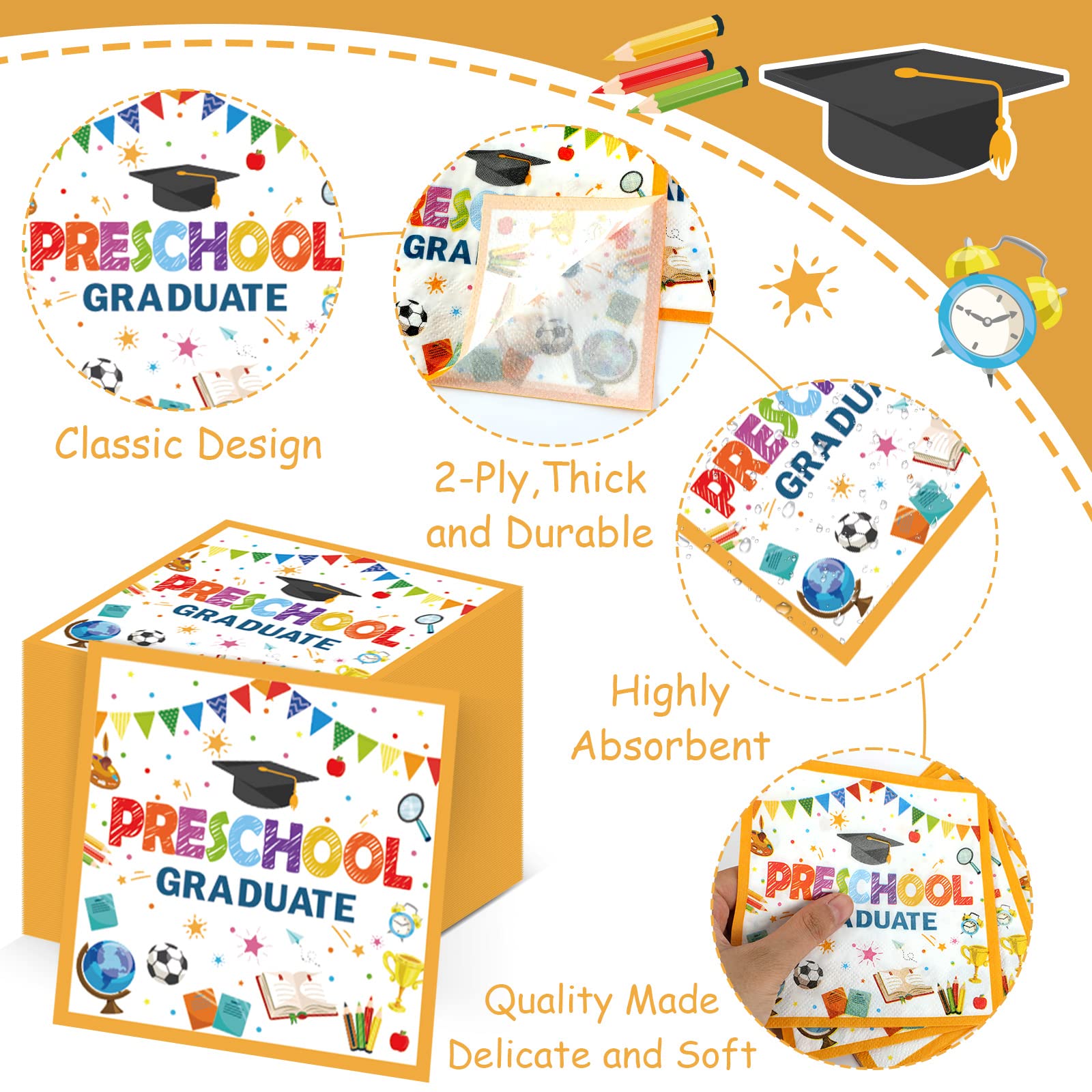 Snapklik.com : Preschool Graduate Napkins For Graduation Party Supplies ...
