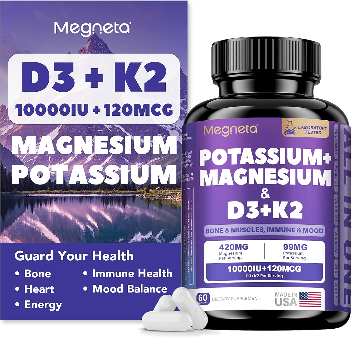 Amazon.com: High-Potency Vitamin D3 10000IU K2 (MK-7) Potassium Magnesium Supplement - Advanced ...