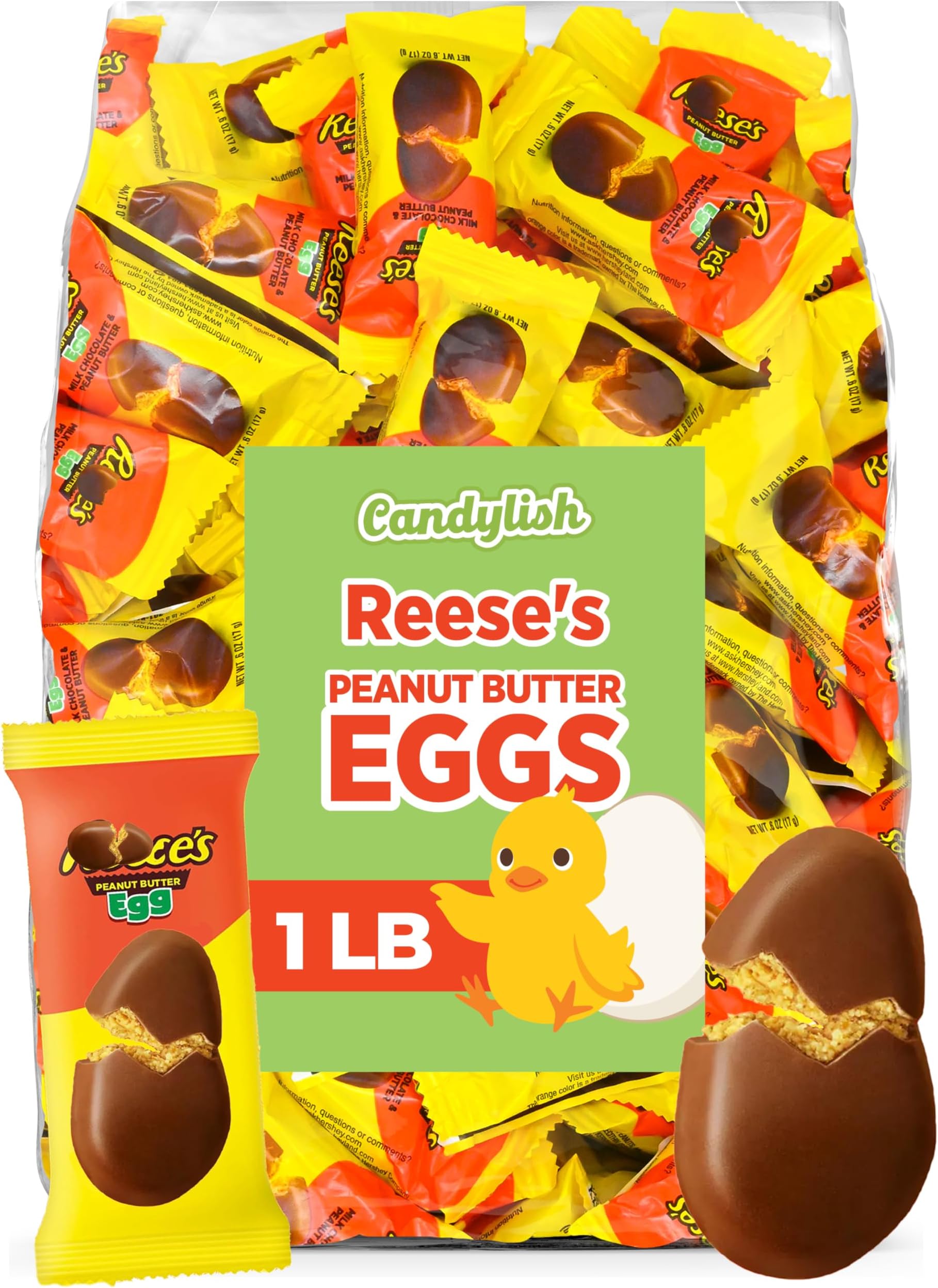 Amazon.com : ReesesPeanut Butter Eggs Easter Candy - 24 Individually Wrapped Easter Eggs Bulk ...