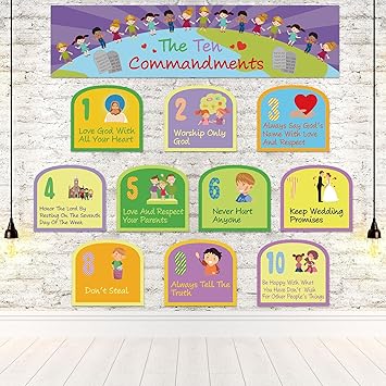 Amazon.com: Pasimy Ten Commandments Poster for Classroom Decorations ...
