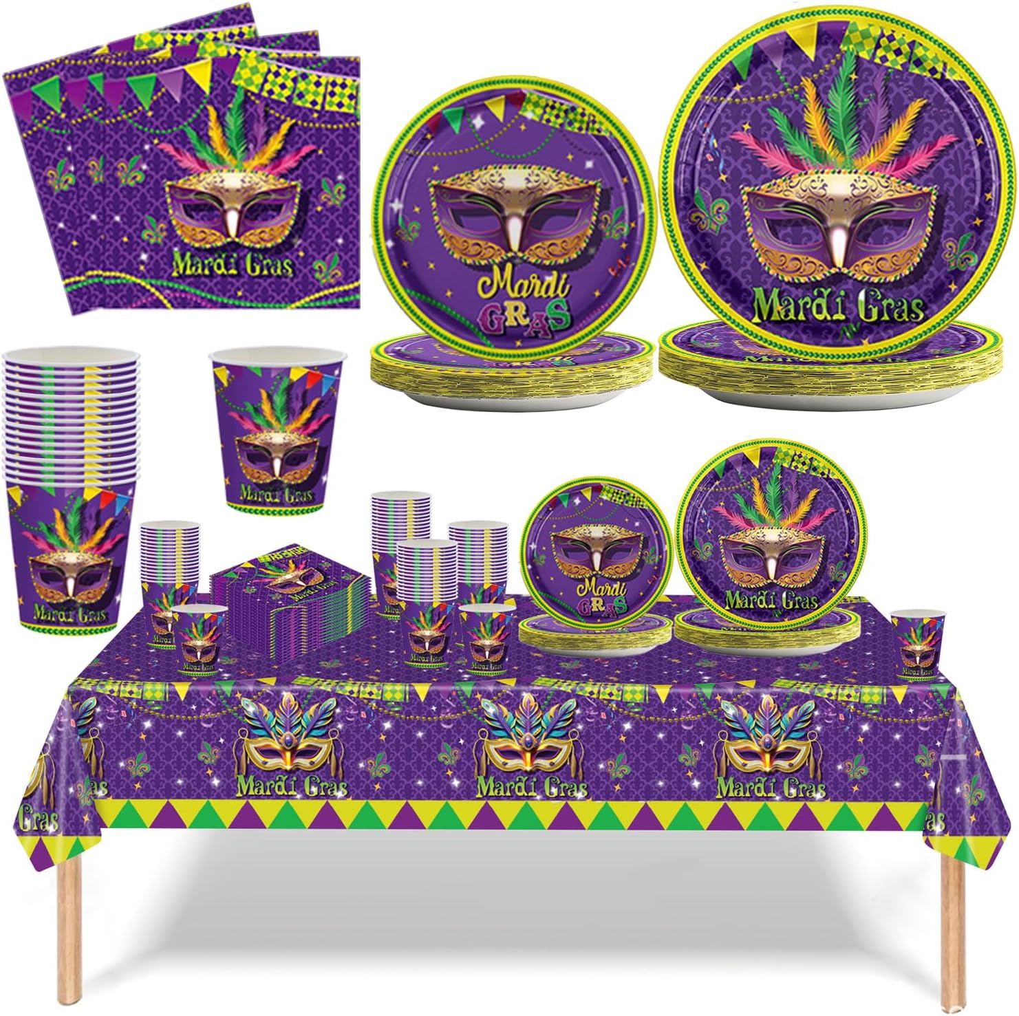 Amazon.com: Mardi Gras Party Supplies Mardi Gras Party Tableware Set ...