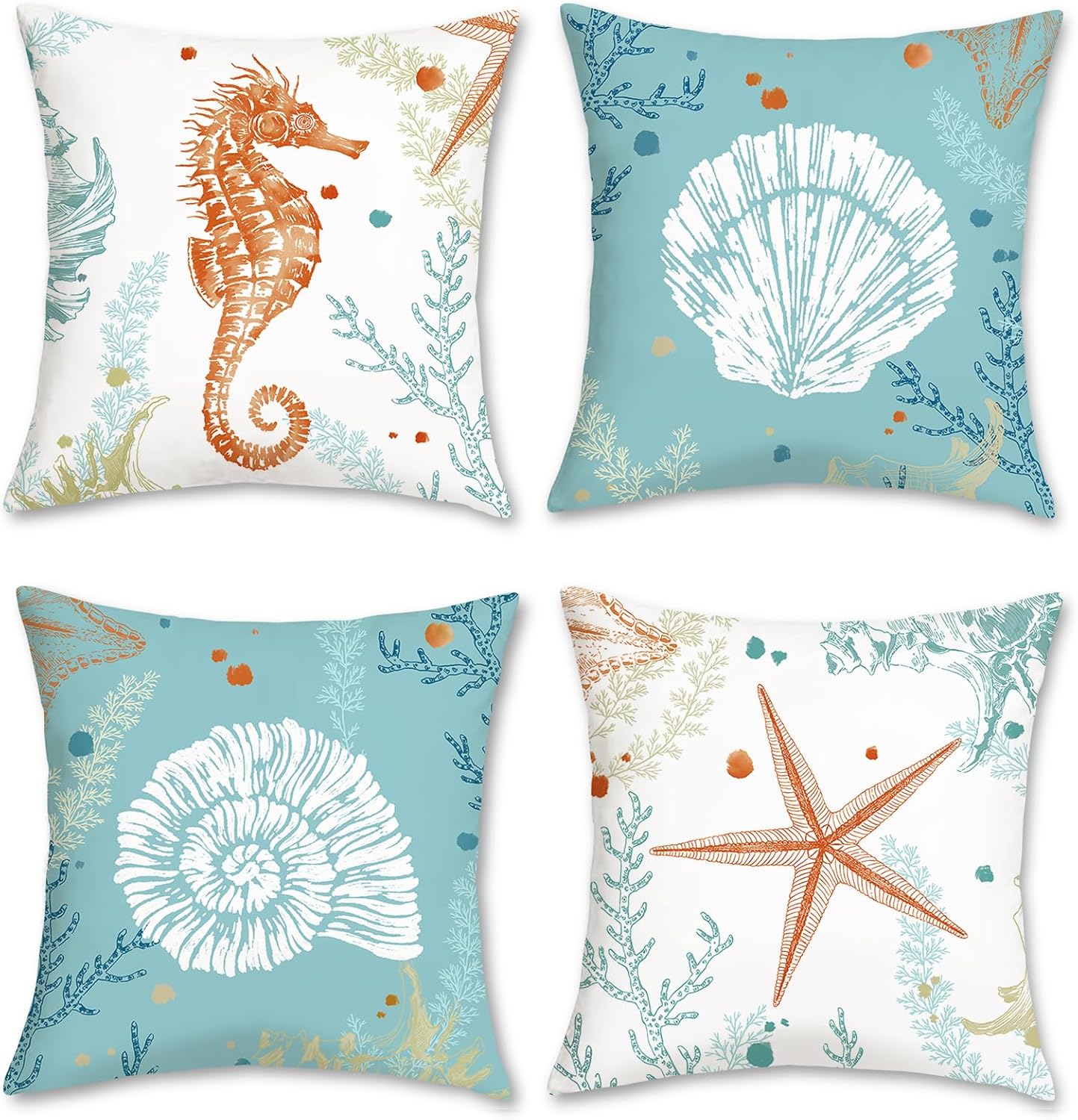 Bonhause Coastal Beach Throw Pillow Covers 18 X 18 Inch Set