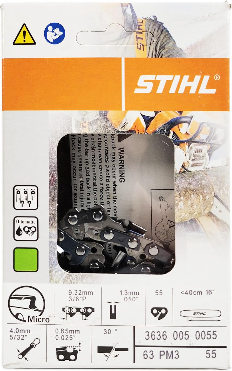 Amazon.com: Genuine OEM 16" Chainsaw Chain 0.375" Pitch (3/8P), 0.050 ...