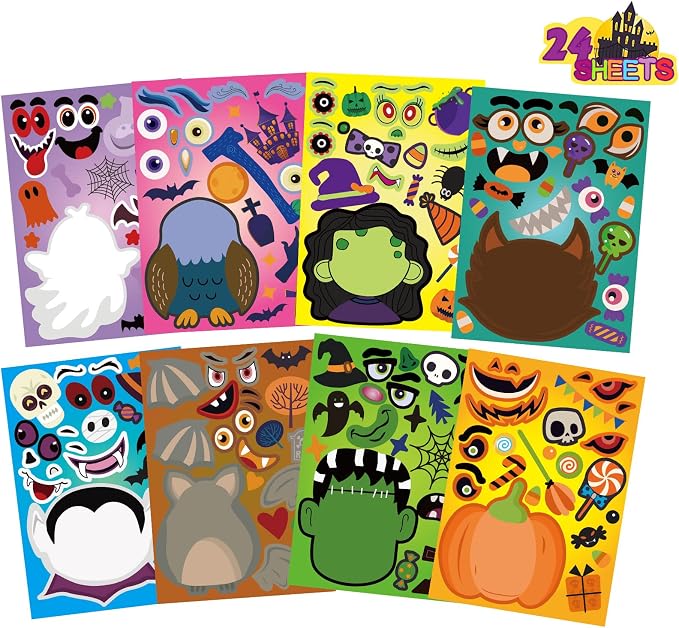 Amazon.com: 24 Sheets Halloween Party Games - Make Your Own Stickers ...
