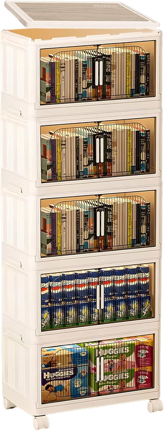 PIONEROX 5-Tier Storage Boxes with 5 Lids, Plastic Storage Box with Lid ...