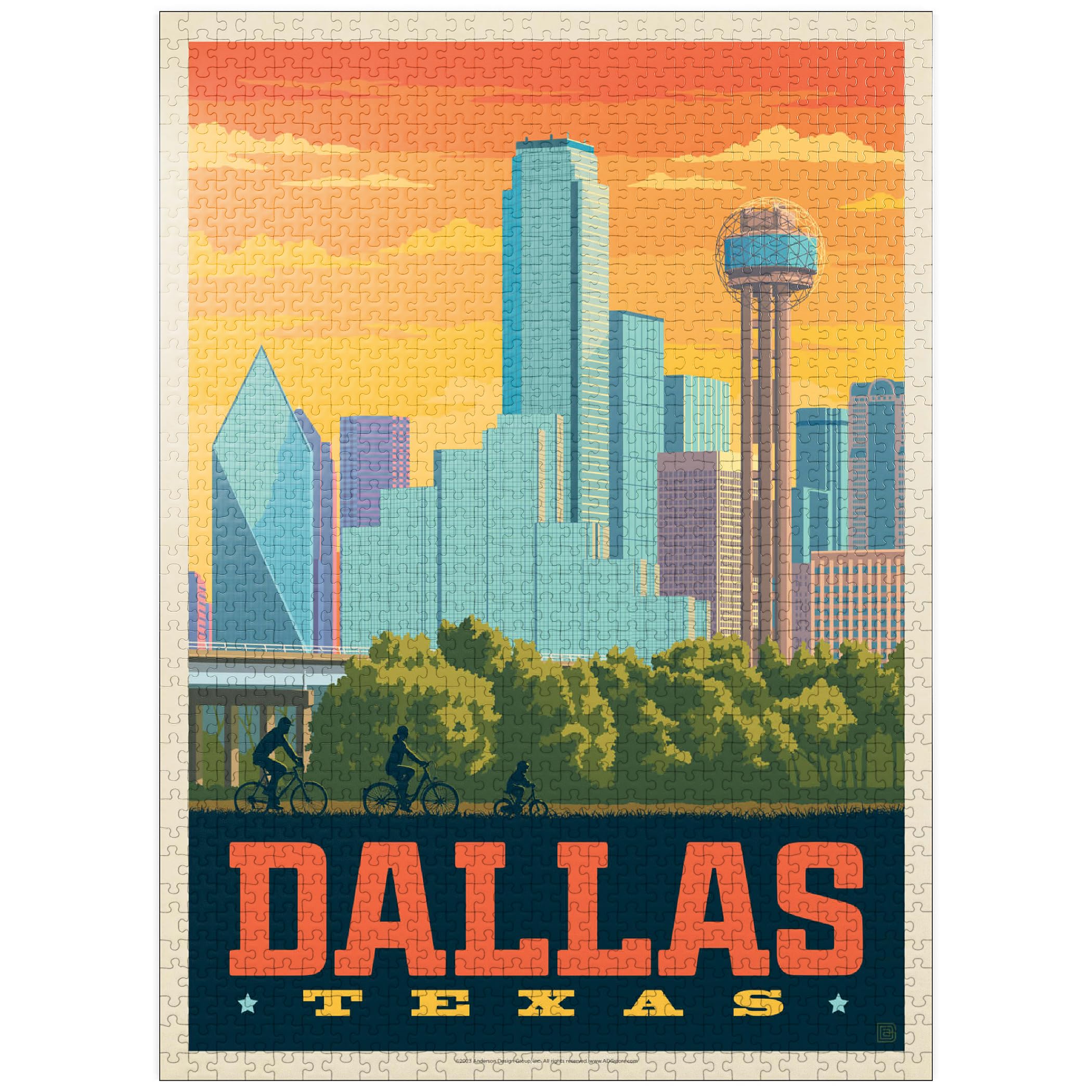 Amazon.com: MyPuzzle Dallas, Texas: Sunset Skyline, Vintage Poster ...