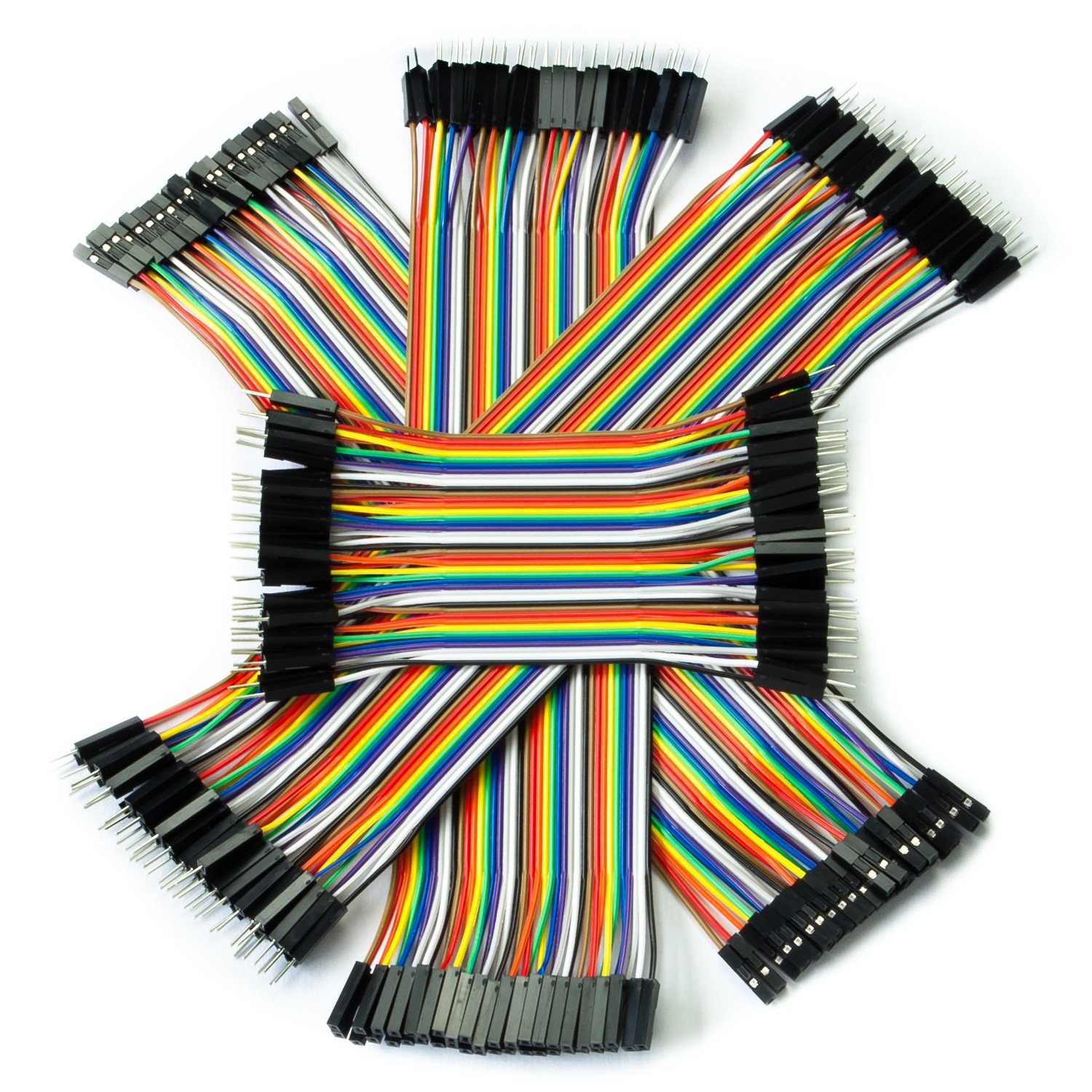 ZipWire Kit, 4 Zippable Ribbon Cables, 40-Wires, 28 AWG, 10 Rainbow ...