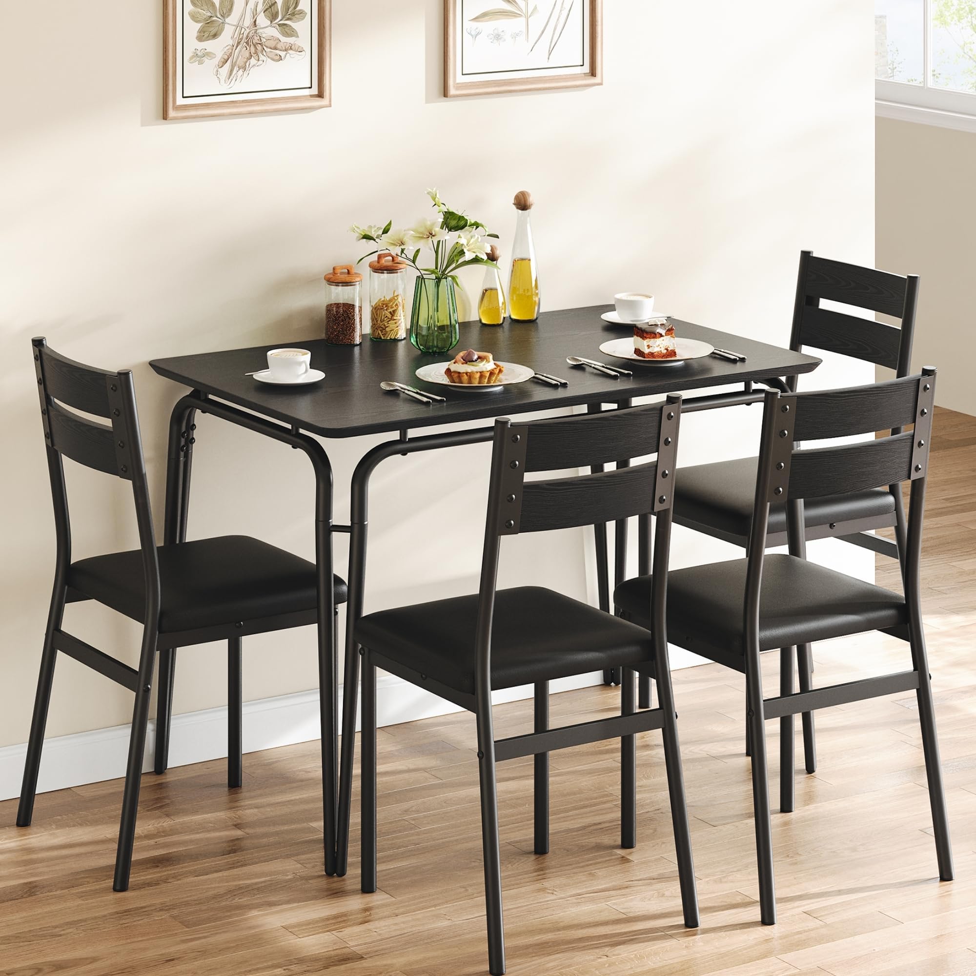 Amazon.com - Kitchen Table and Chairs for 4, Dining Table Set for 4, 5 ...