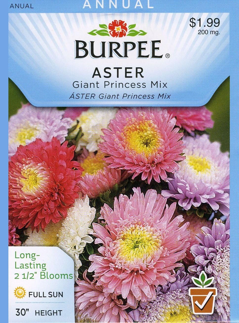Amazon.com : Burpee 36245 Aster Giant Princess Mix Seed Packet : Aster ...