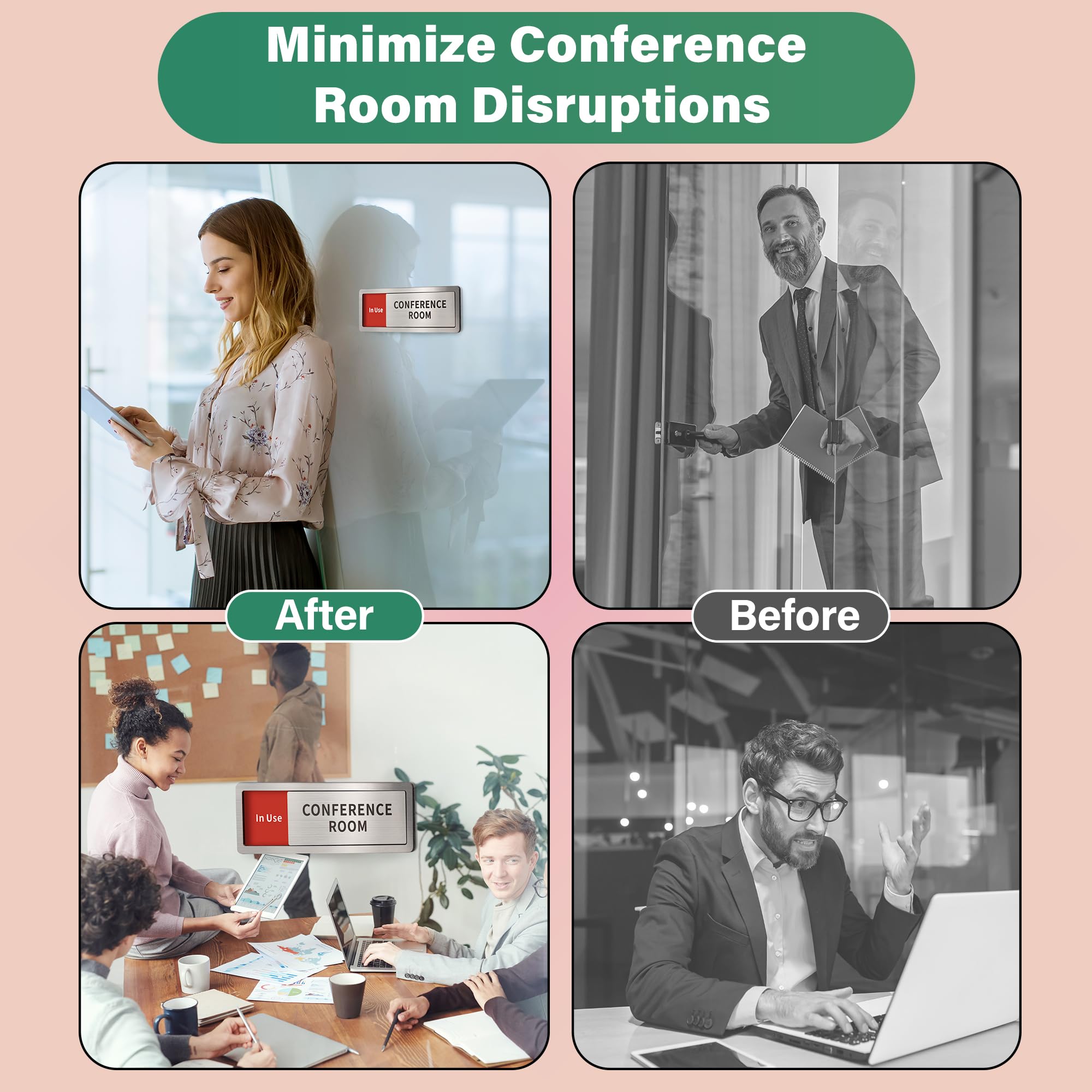 Snapklik.com : 2 Pack Bathroom Door Signs, Restroom Signs For Business ...