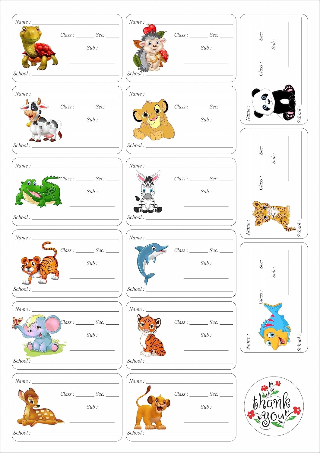 SRIS Cute Anime Student Book Sticker Name Slip for School Books 30 ...