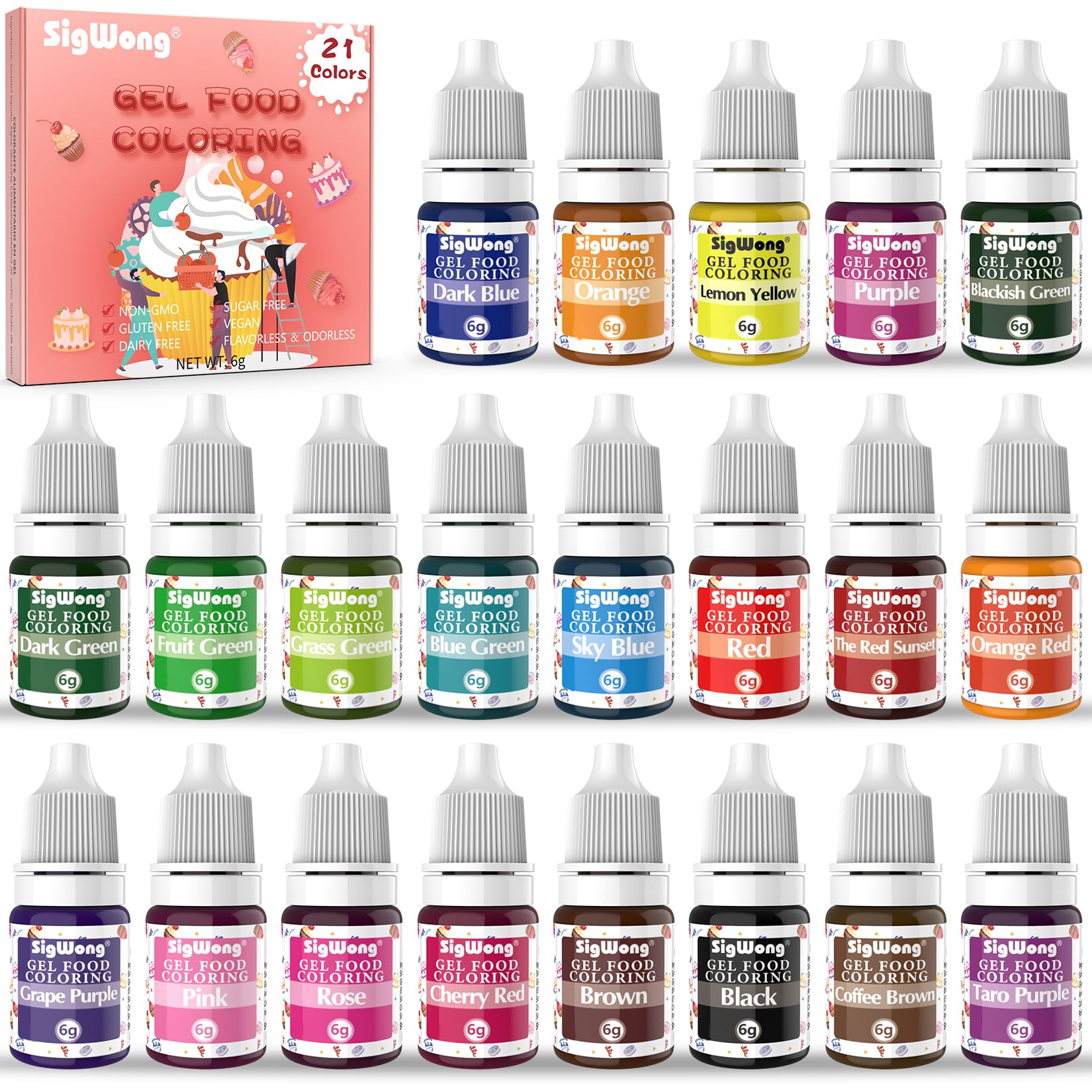 Snapklik.com : Gel Food Coloring Set - 21 Colors Tasteless Based Color ...