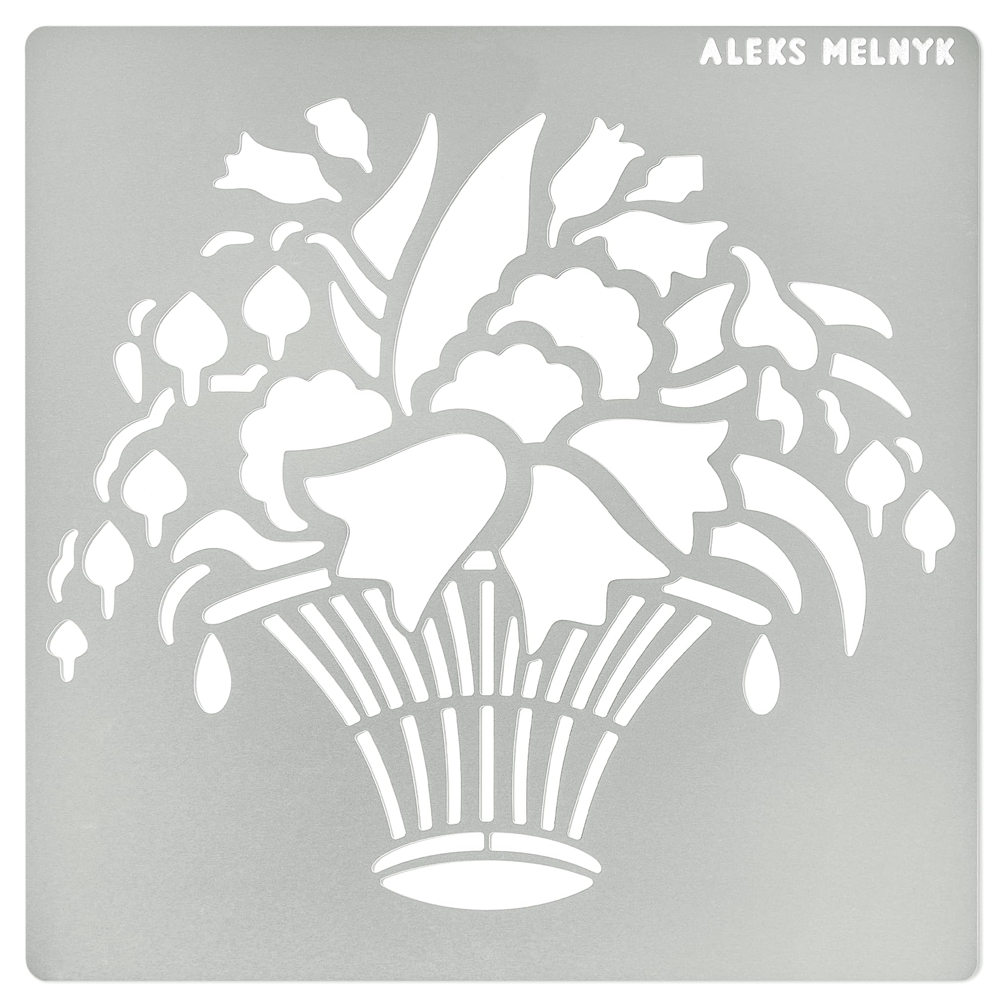 Amazon.com : Aleks Melnyk No.290 Metal Stencil, Floral Drawing ...