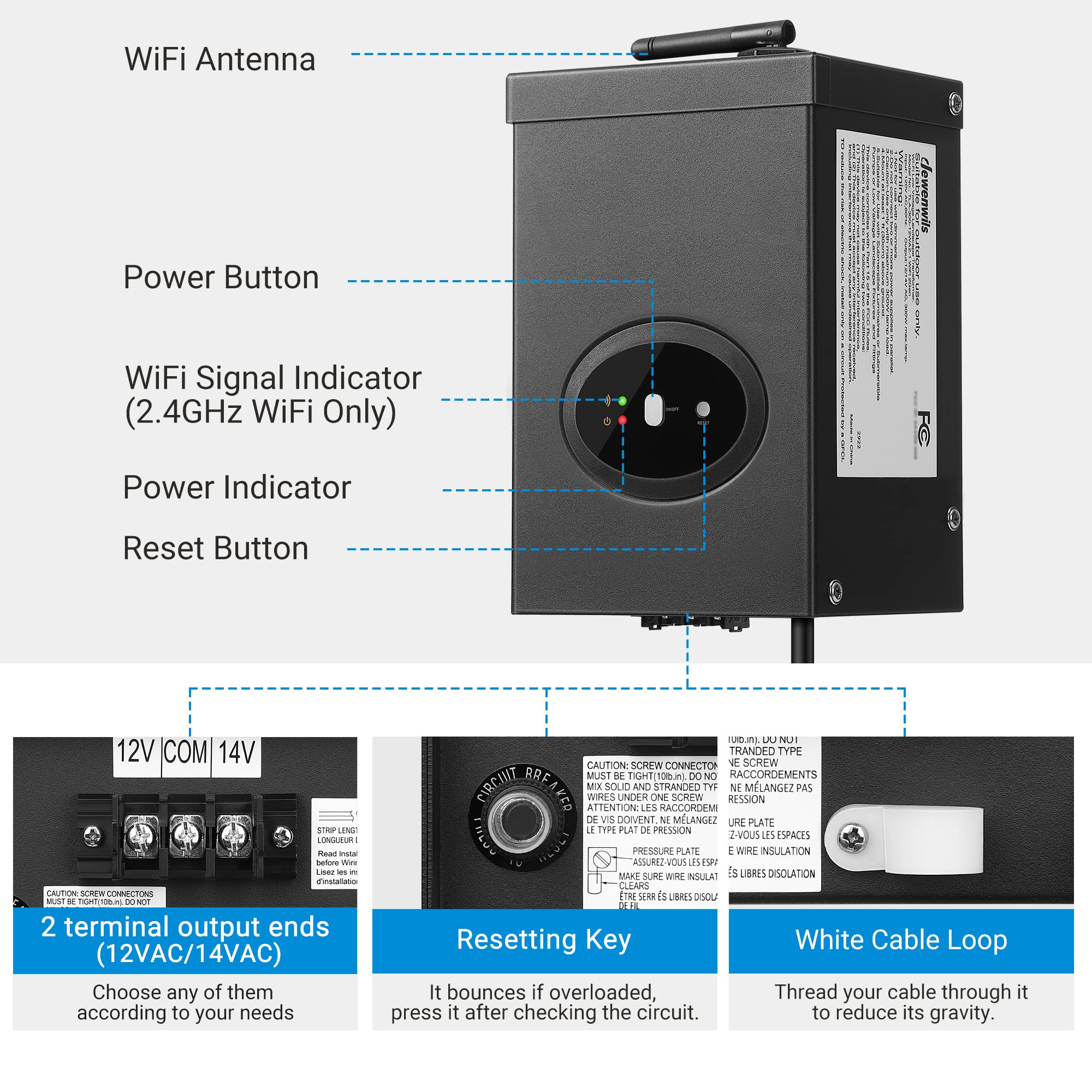 DEWENWILS 300W Smart Wi-Fi Low Voltage Transformer, Schedule and Timer ...