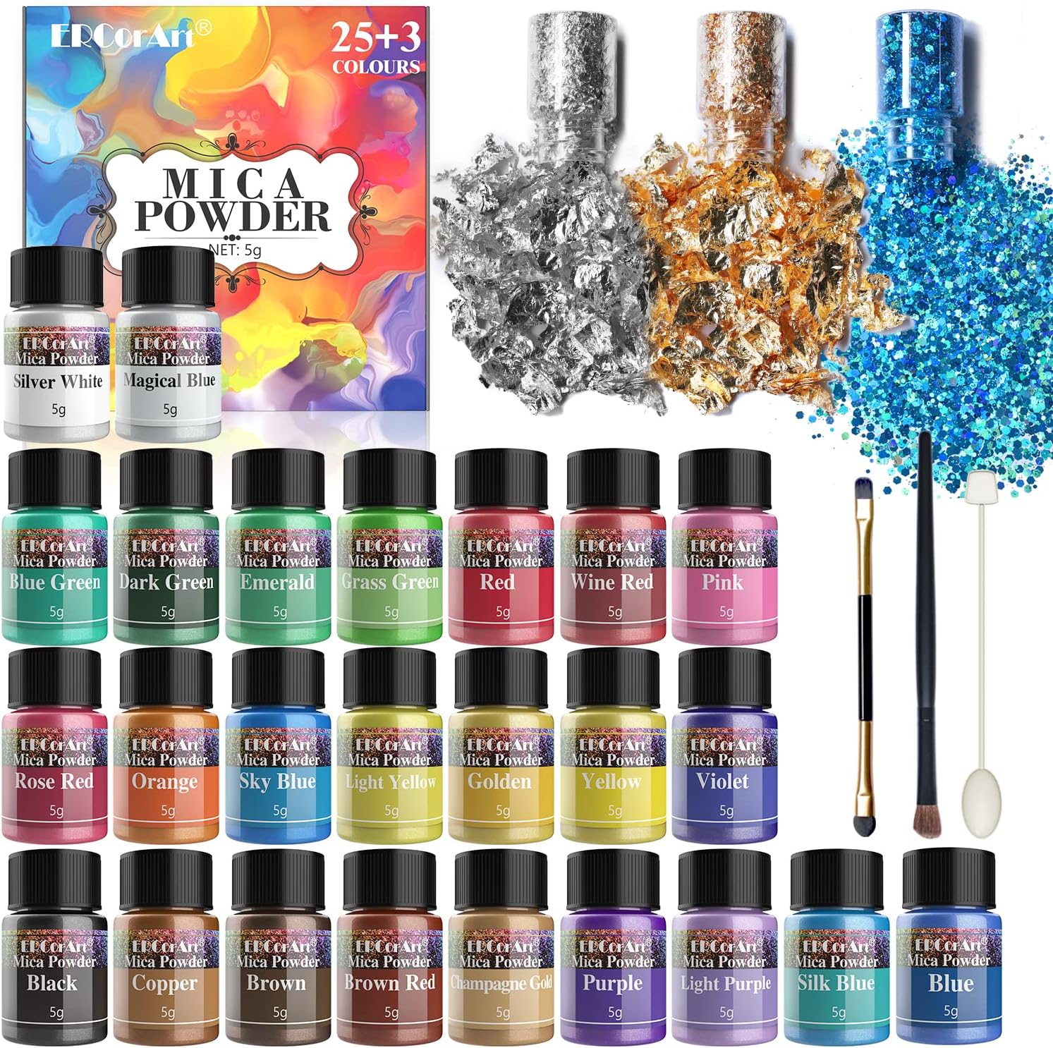 Mica Powder - 36 Colors Epoxy Resin Pigment Powder, Natural Mica Powder ...