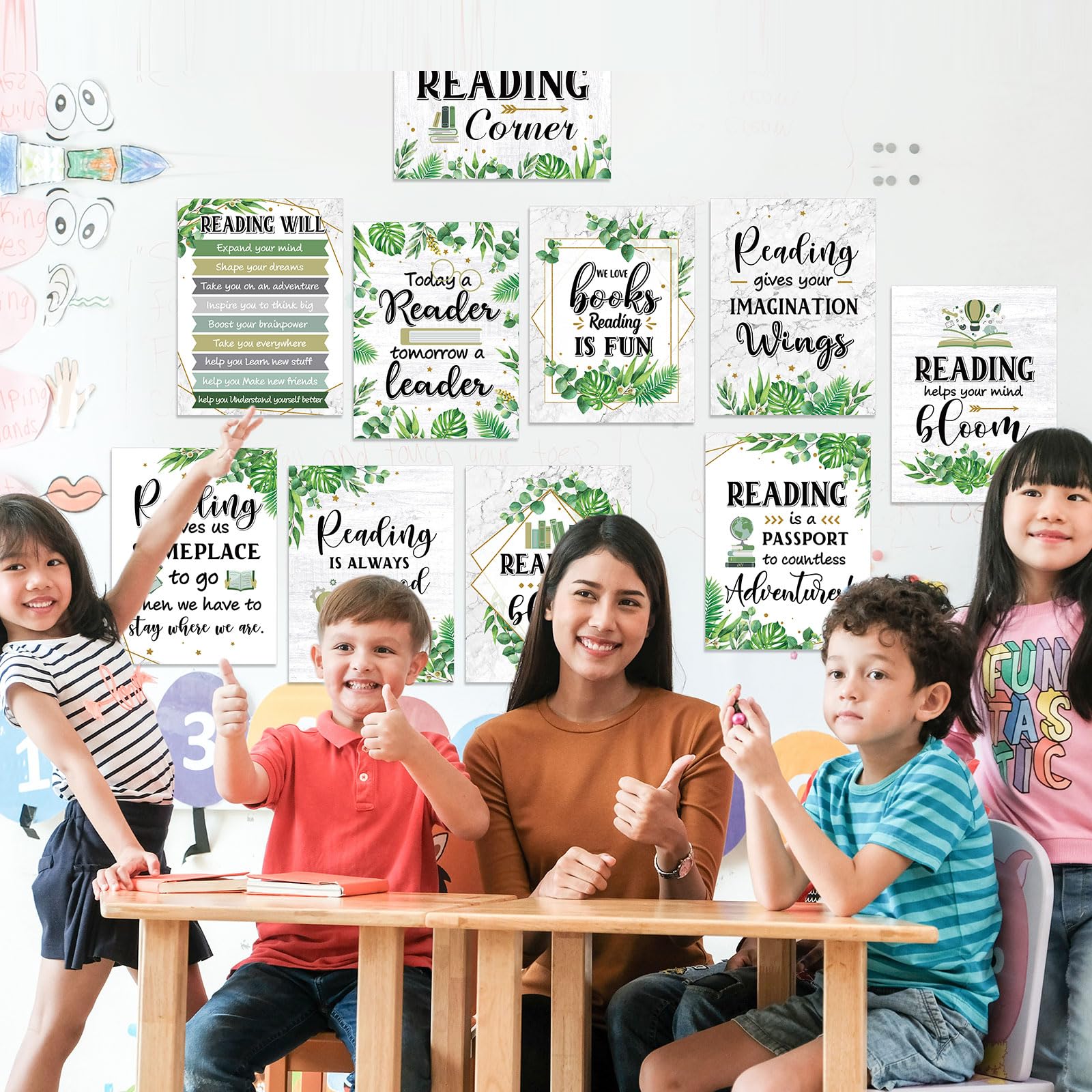 Snapklik.com : 10 Pcs Reading Bulletin Board Posters Eucalyptus ...