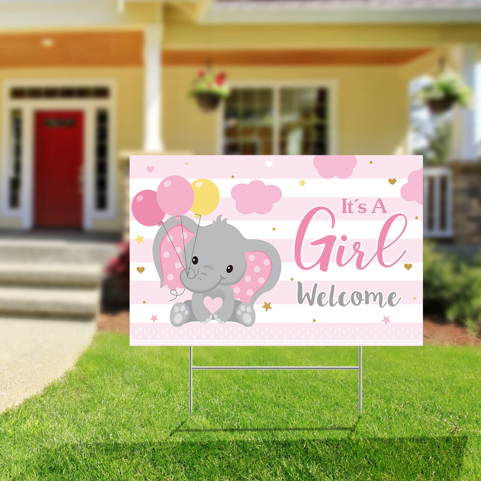Capoda Baby Shower Yard Sign with Stake Gender Reveal Yard Sign Blue ...