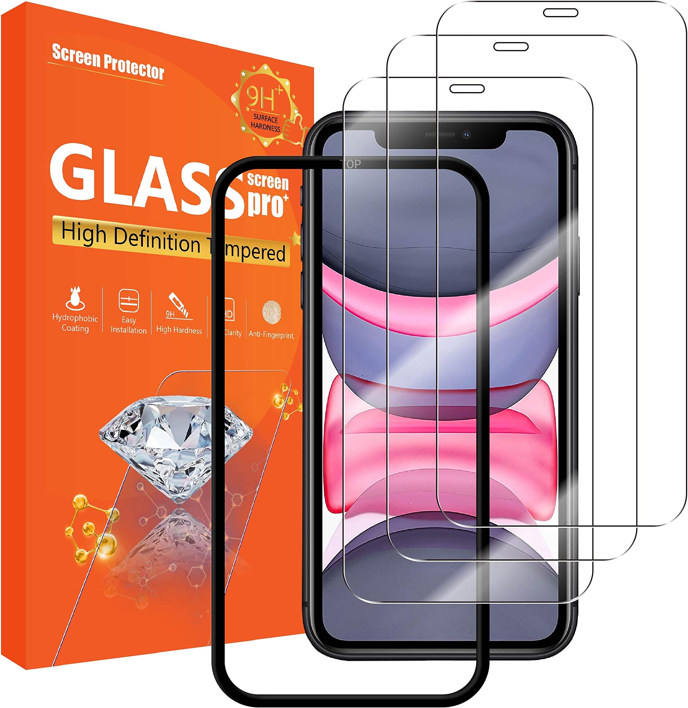 Amazon.com: NEW'C 4 Pack, 2 Pack Screen Protector for iPhone 11 + 2 ...