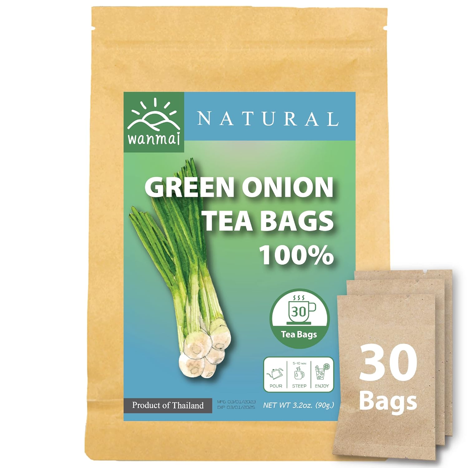 Amazon.com : WANMAI29 Green onion Tea Bags, 30-Count, Natural Sugar ...