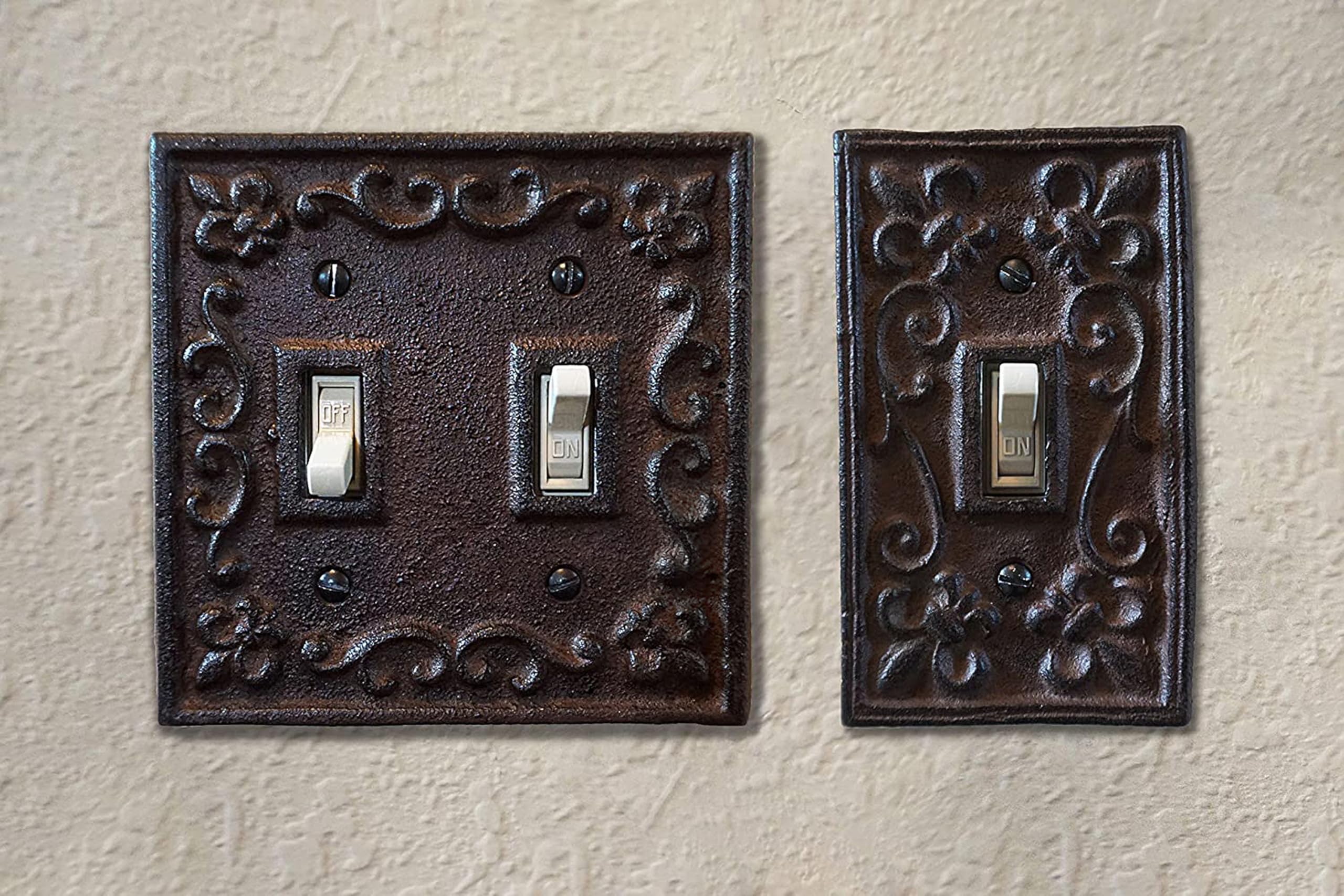 Wrought Iron Light Plates Two Rocker Fleur De Lis Decorative Light