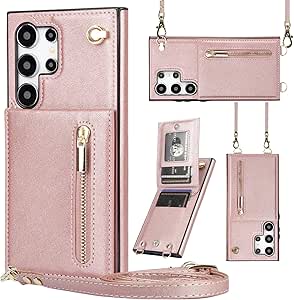 Amazon.com: Furill Phone Case for Samsung Galaxy S24 Ultra 5G Wallet Cover with Crossbody Strap ...