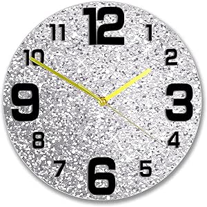 Amazon.com: LuckyMao Wall Clocks Silver Glitter Sprkle Bling Kitchen ...