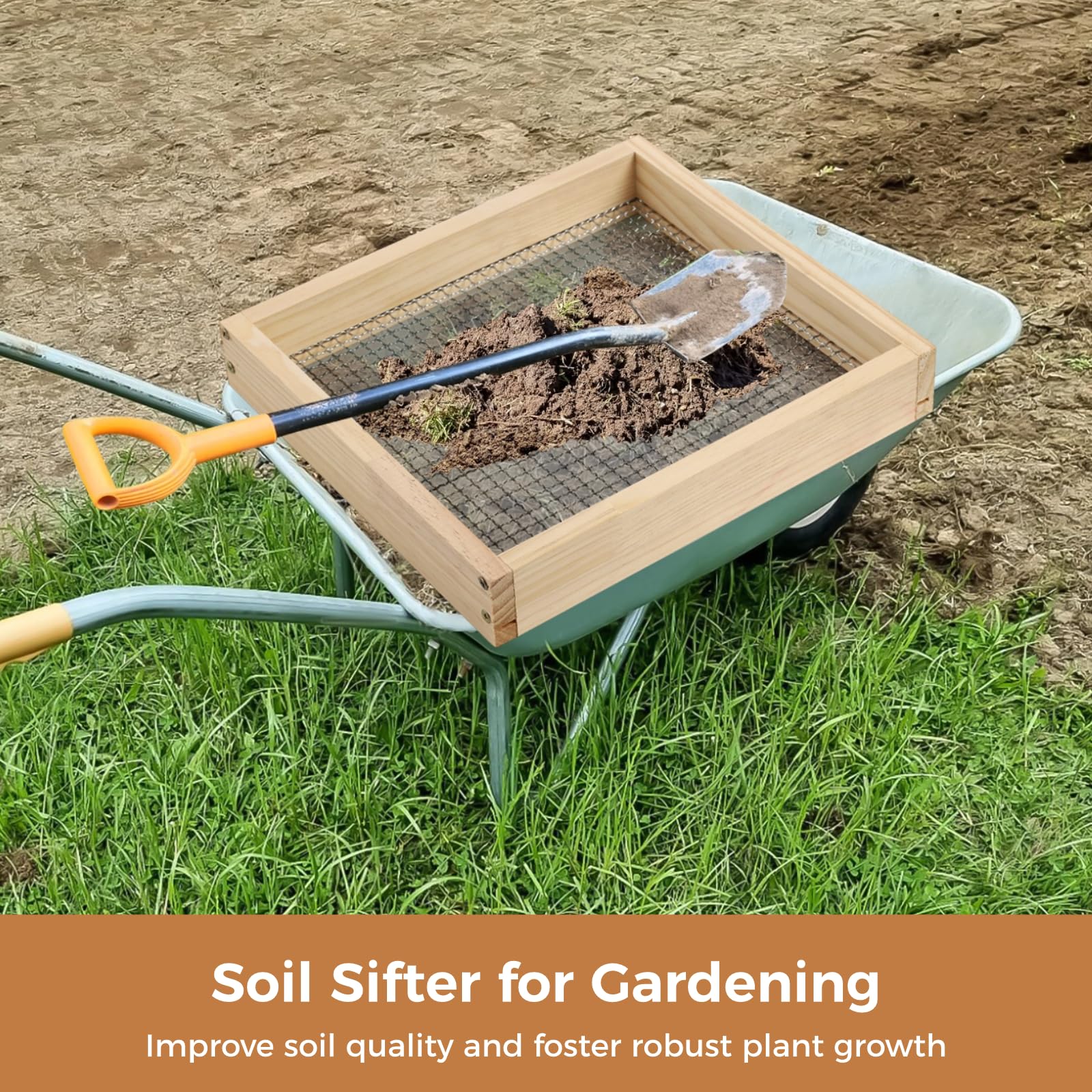 Heavy Duty Berjalan Wooden Soil Sieve – Garden Compost & Soil Sifter ...