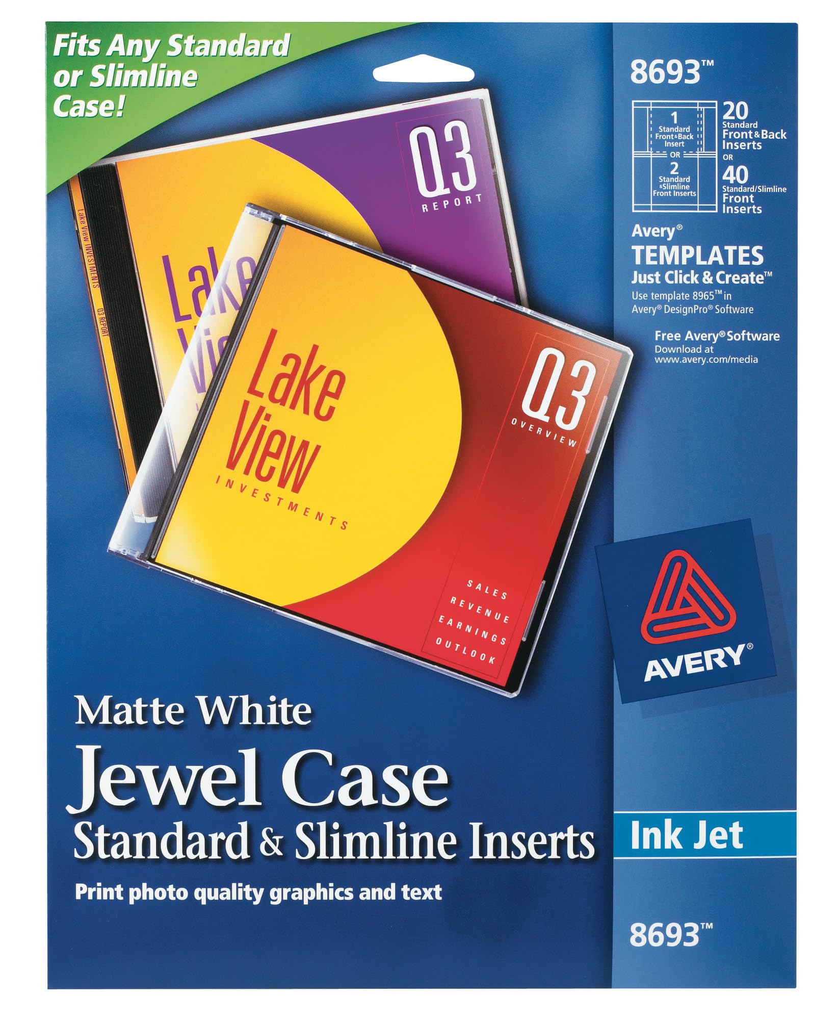 Amazon.com: Avery CD/DVD Jewel Case Inserts for Ink Jet Printers, White ...