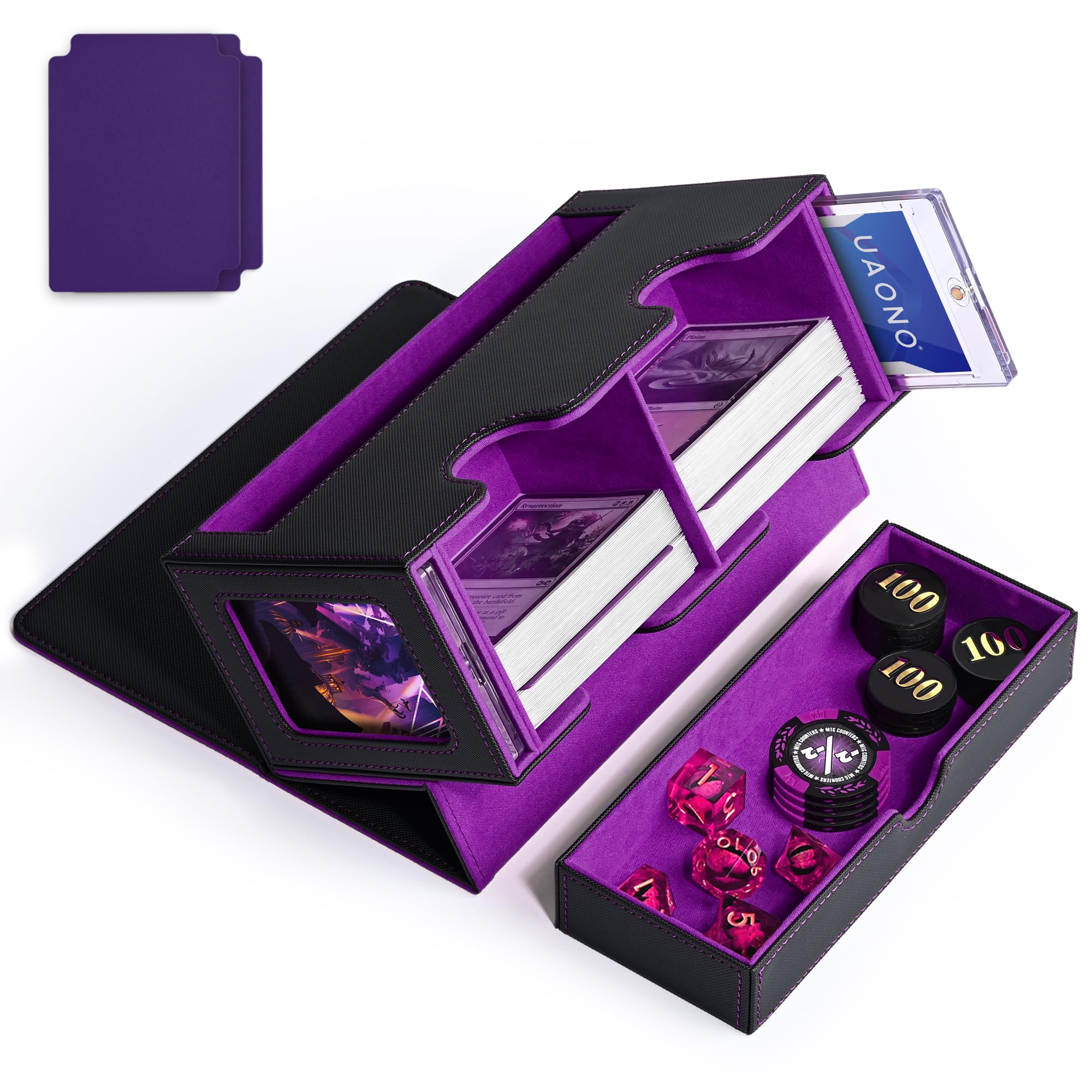 UAONO MTG Deck Box with 2 Commander Display and Dice Tray, Double Deck ...