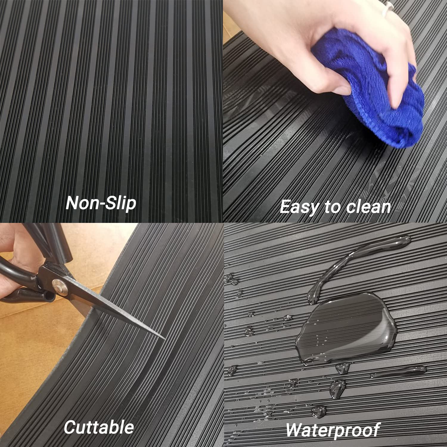 tonchean Garage Rubber Floor Mat Heavy Duty Rubber Flooring Rolls Under ...