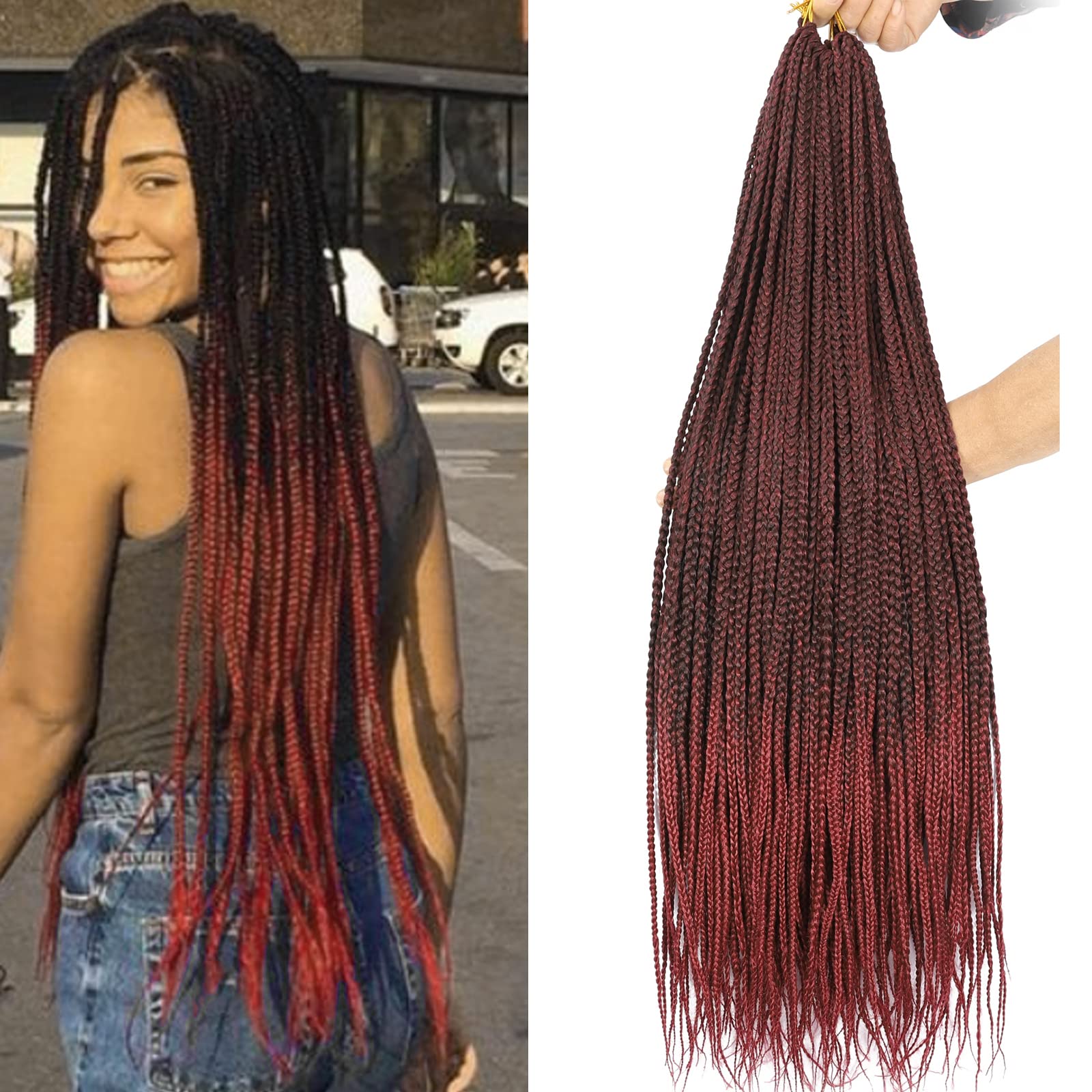Buy 30 Inch Box Braids Crochet Braids Prelooped Crochet Hair Goddess ...