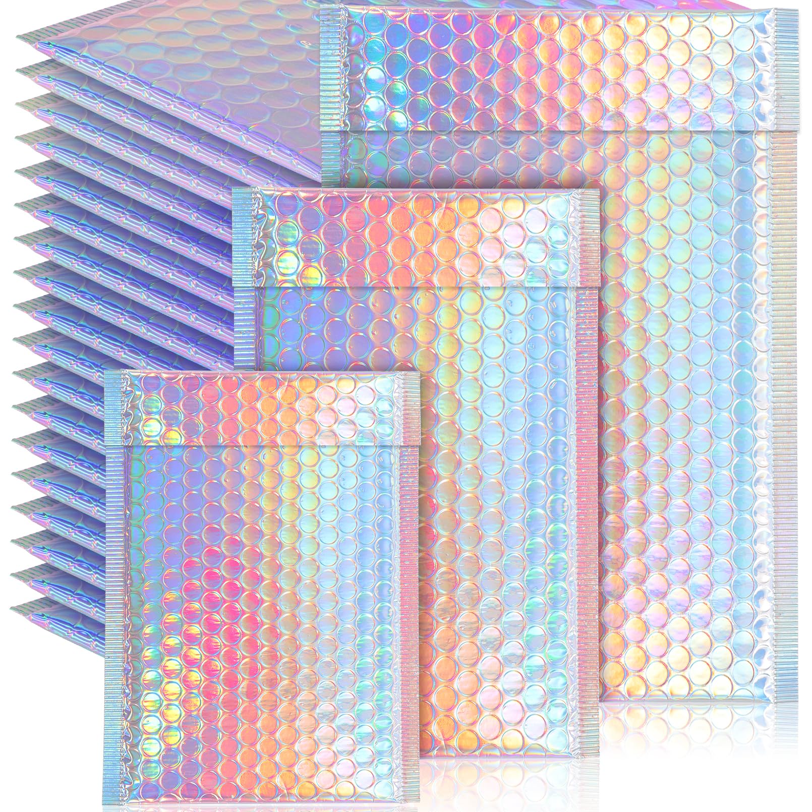 Amazon.com : PLMMOUT 50 PCS Metallic Bubble Mailers,Holographic Self ...