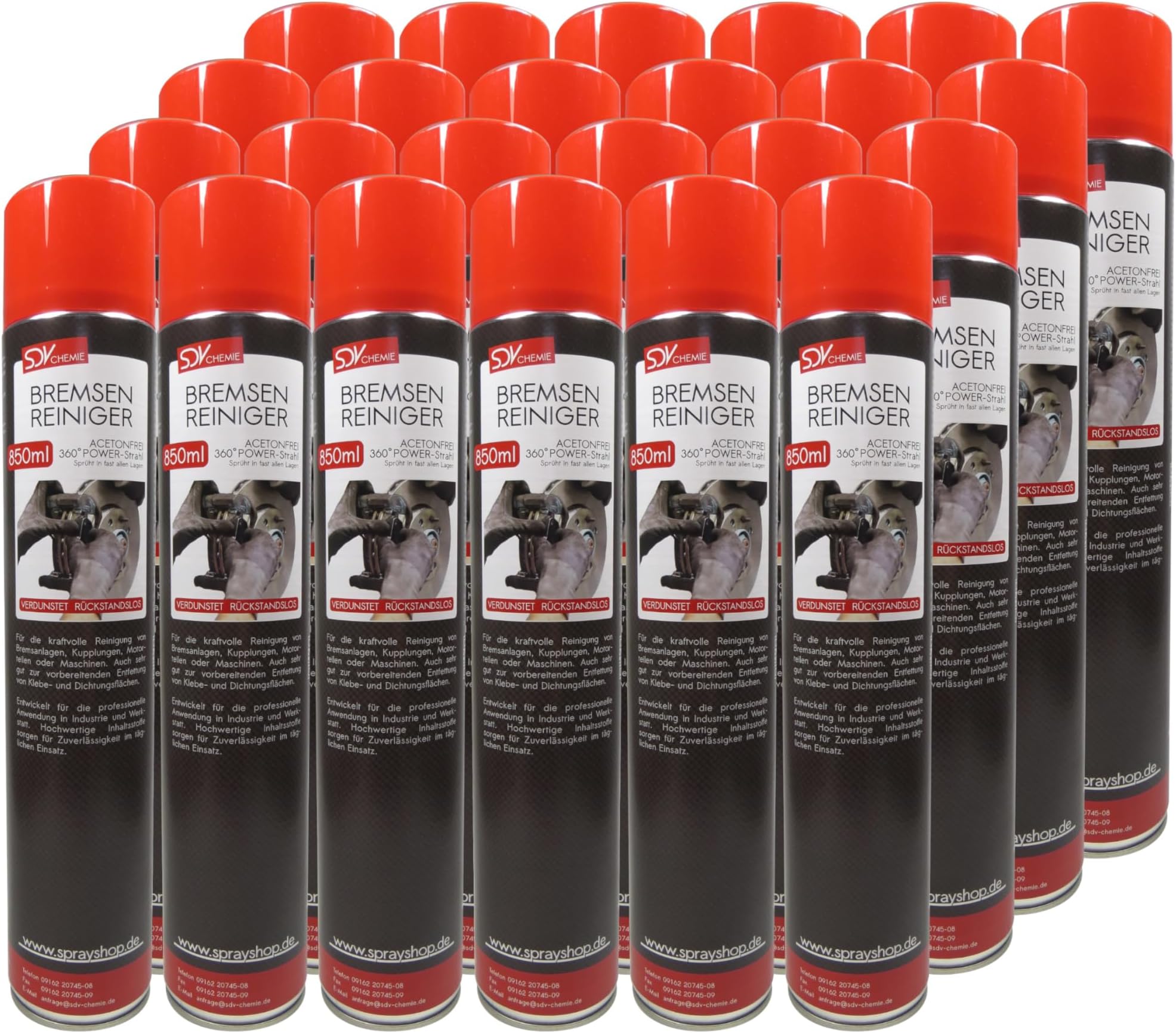 SDV Chemie Bremsenreiniger Spray 24x 850 ml Power Brake Cleaner 360 ...