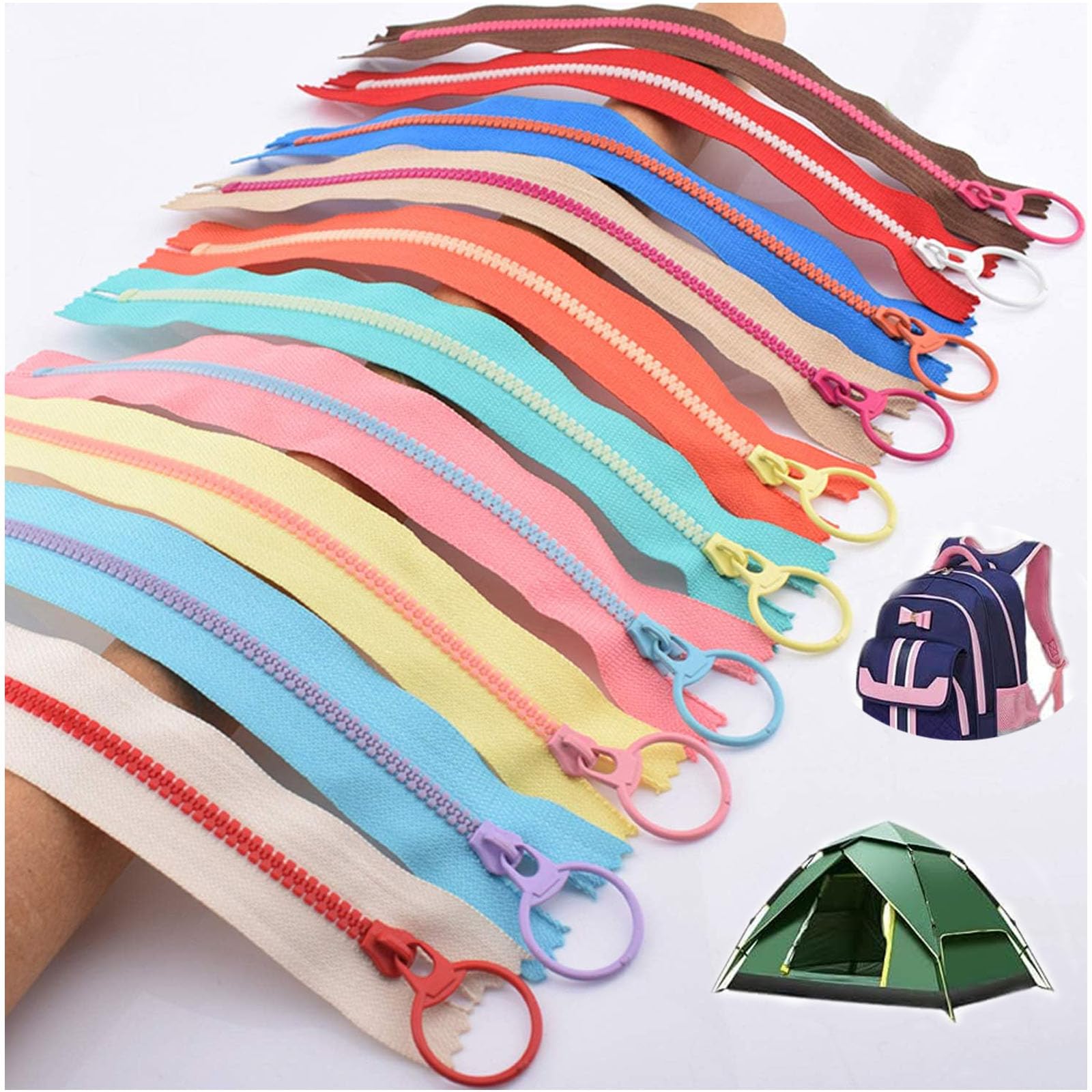 LYSAIMG 20 Pieces Plastic Resin Zippers with Lifting Ring,Pulls ...