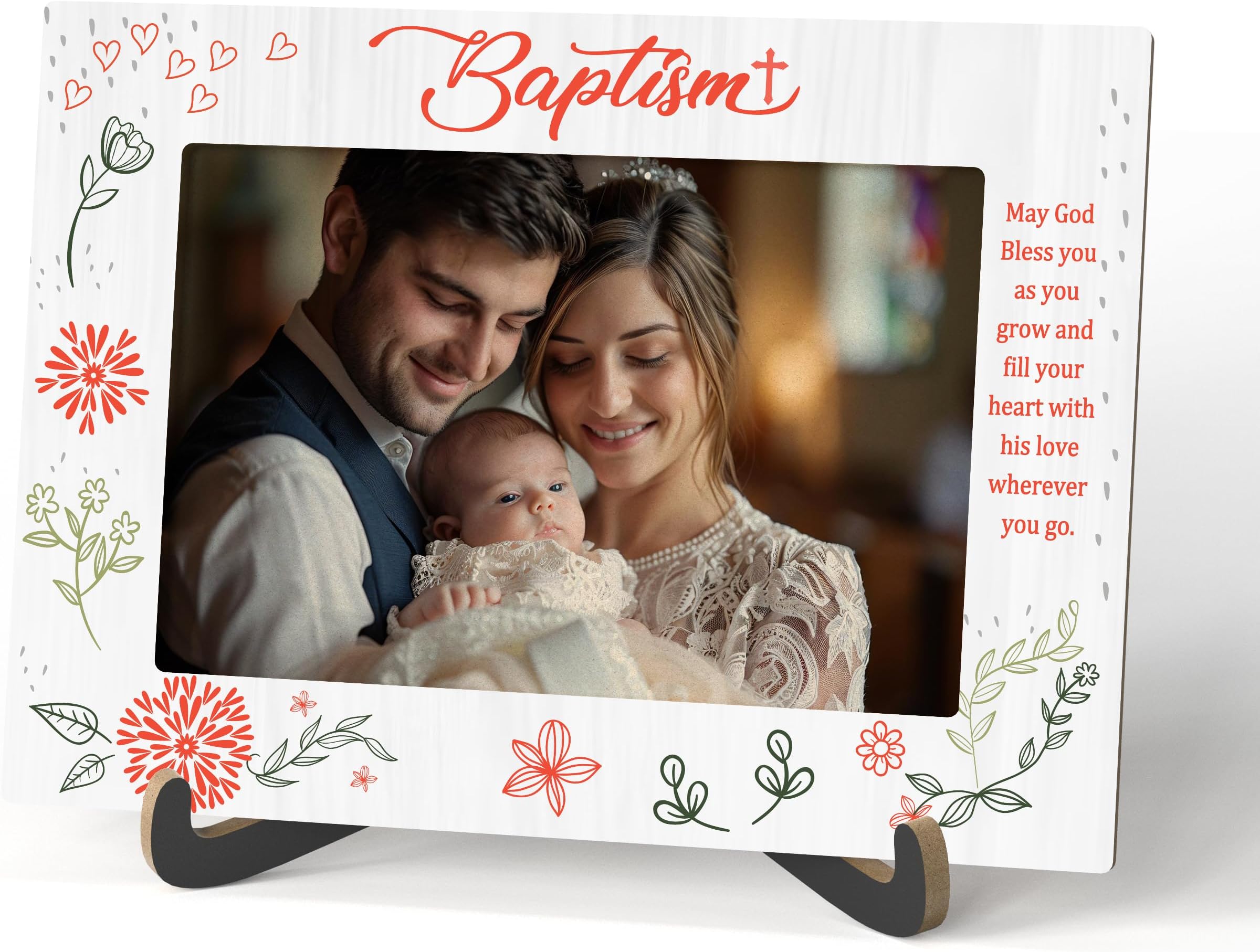 Amazon.com - Qiwog Baptism Photo Frame - Baby Baptism Wooden Desktop ...