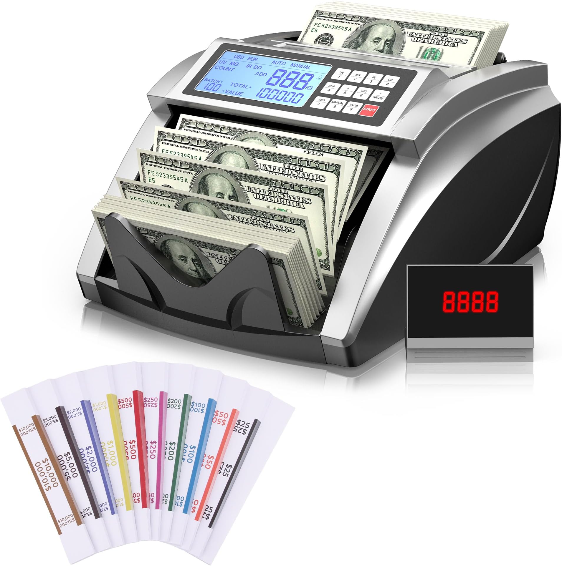 Amazon.com : Money Counter Machine Currency Counter with Money Bands ...
