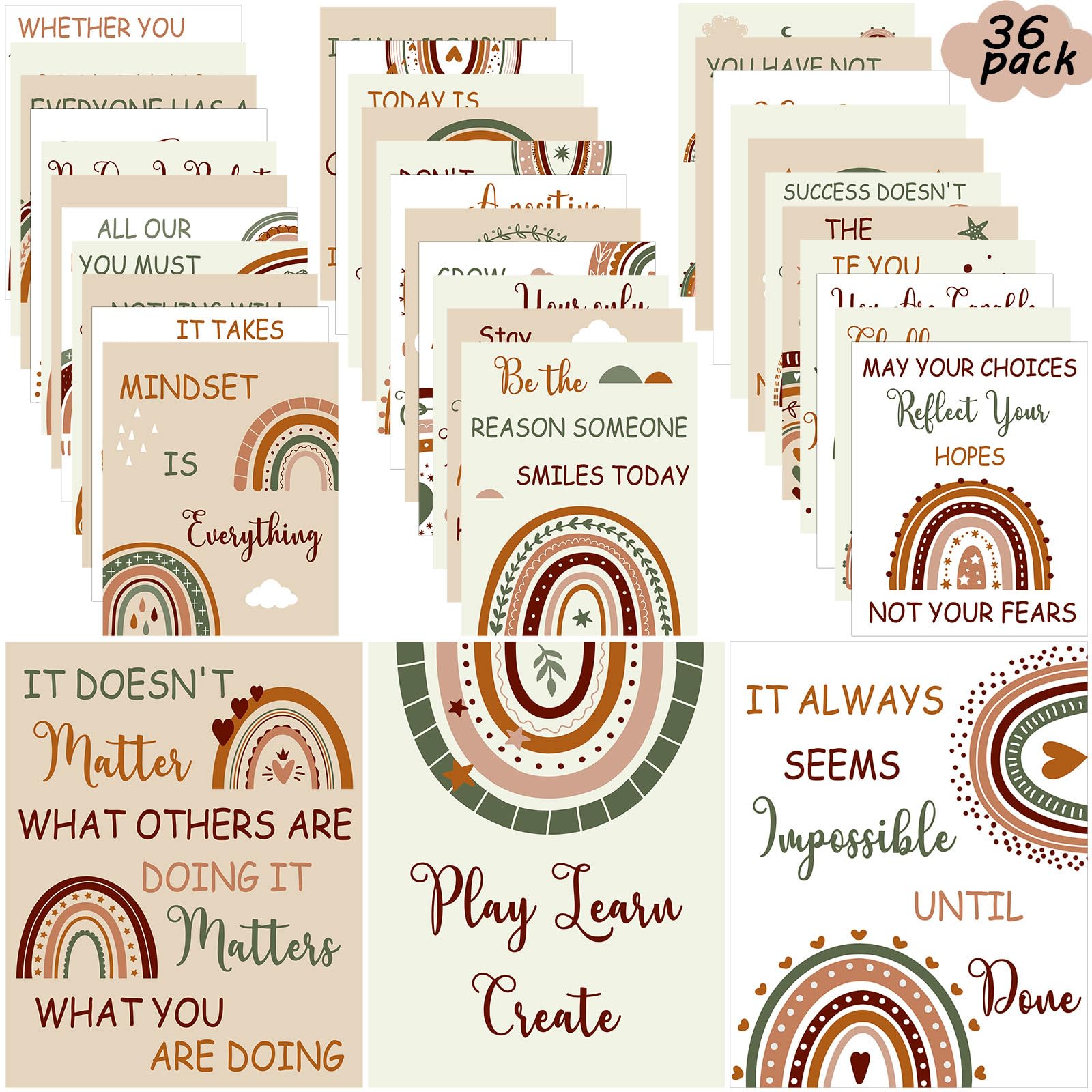 Faccito 36 Pcs Classroom Posters Decorations Motivational Posters ...