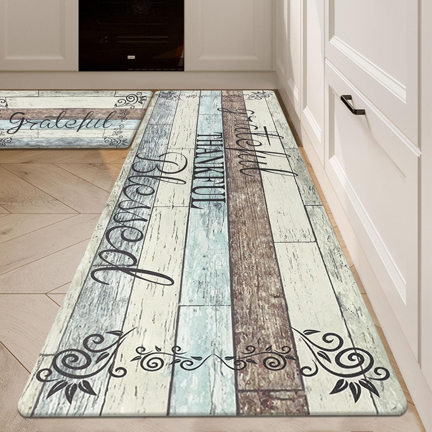 Amazon.com: HEBE Anti Fatigue Kitchen Mat Set of 2 Non Slip Cushioned ...