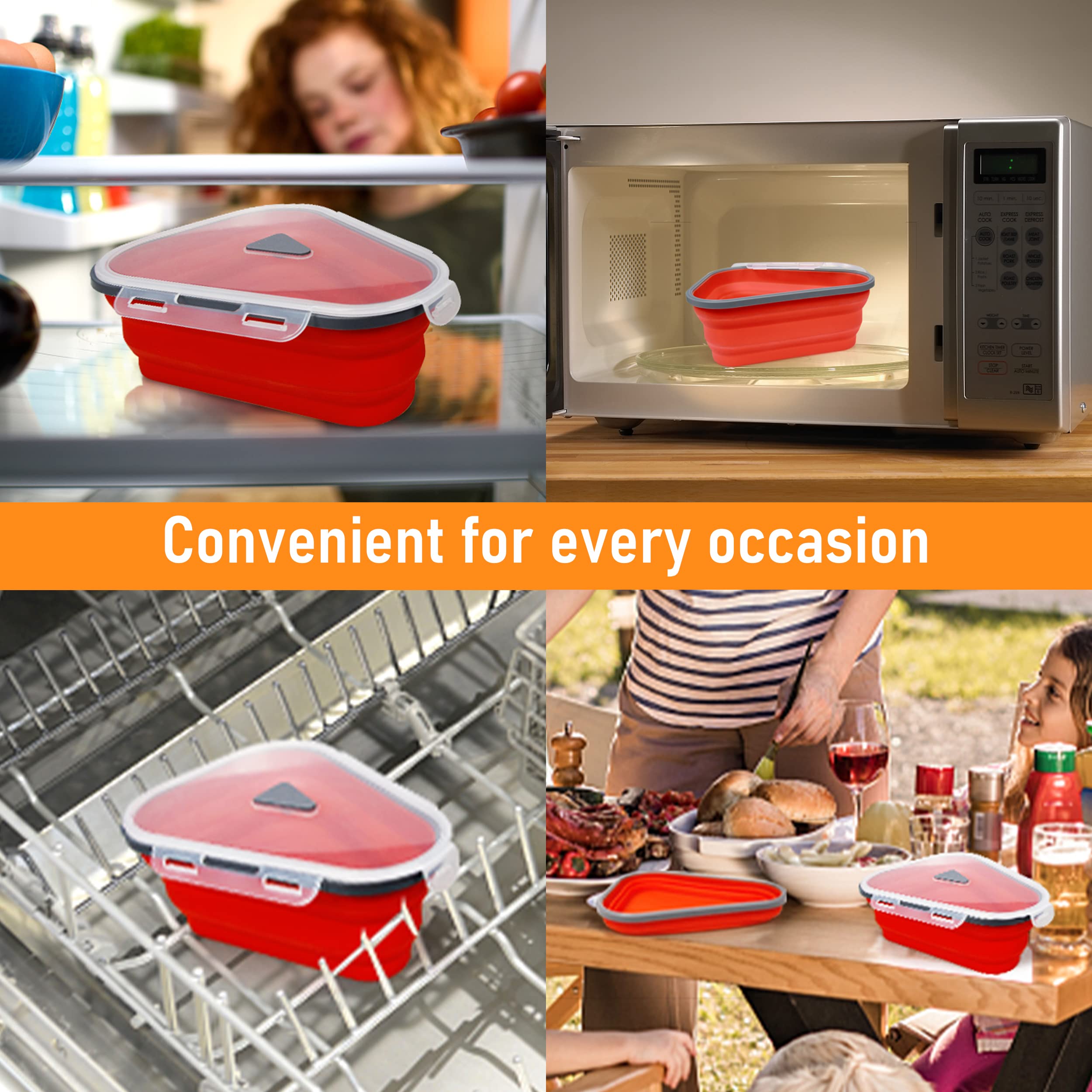 Bienlavie Pizza Storage Container with 5 Microwavable Serving Trays ...