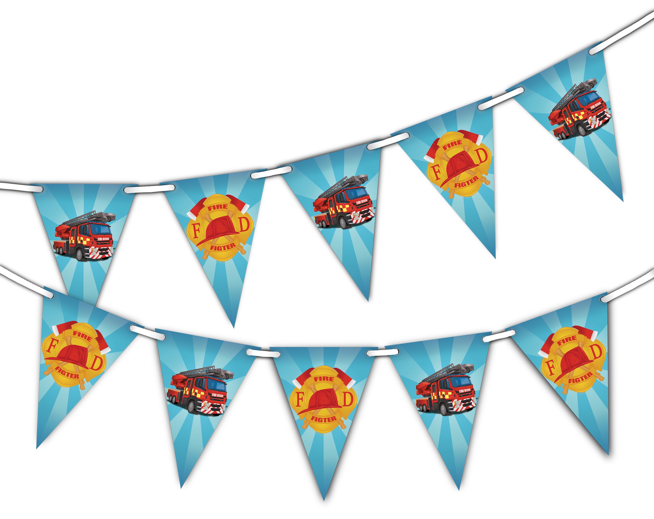 Fire Truck & Firefighter Badge mix - FD Fire Department - Bunting ...