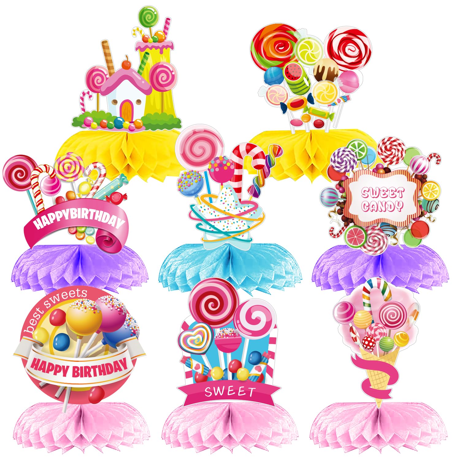 Amazon.com: 8pcs Happy Birthday Party Centerpiece Table Decorations for ...
