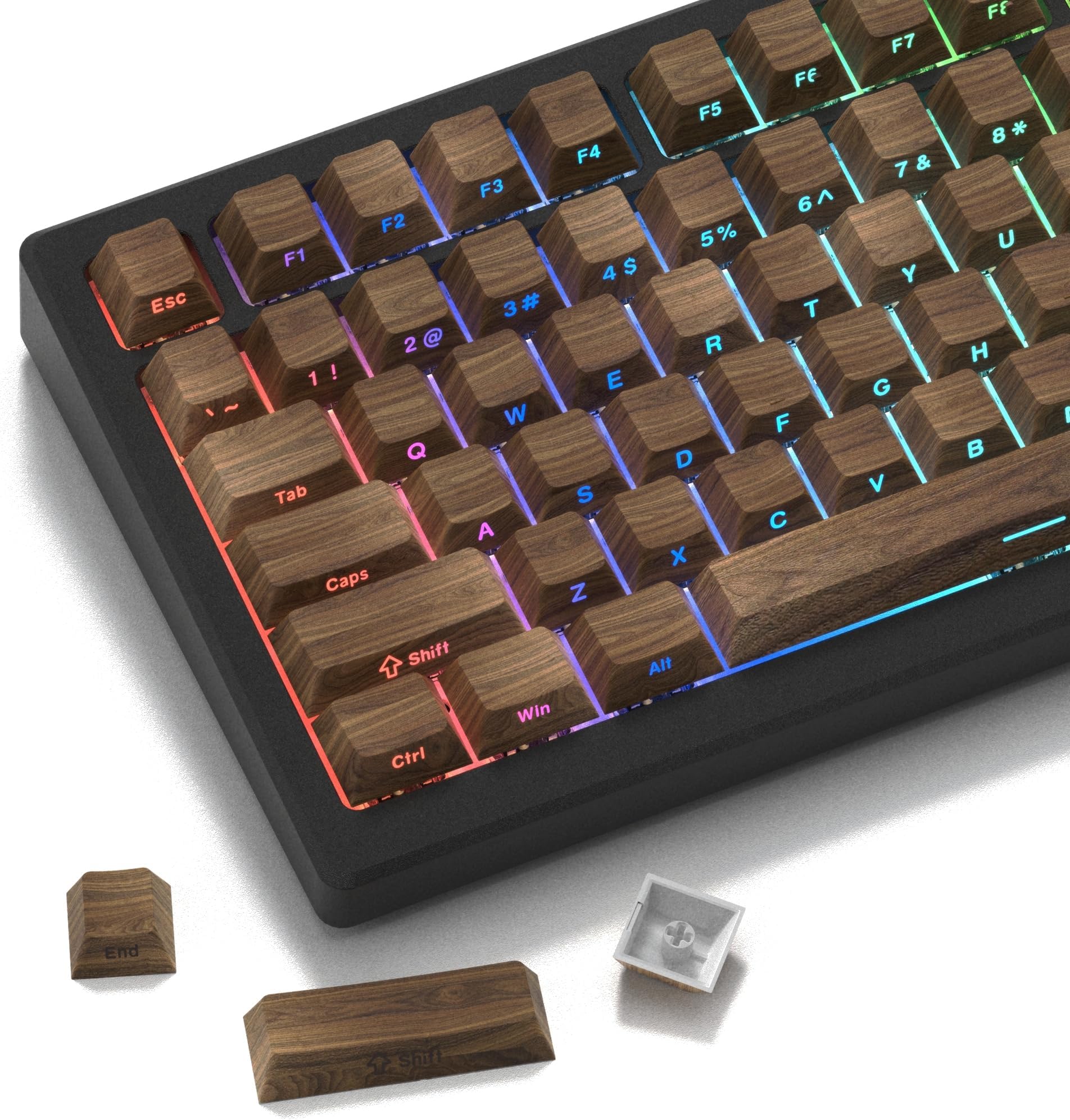 Amazon.com: YMDK Wooden Keycap Solid Walnut Wood Keycap Novelty Keycaps ...
