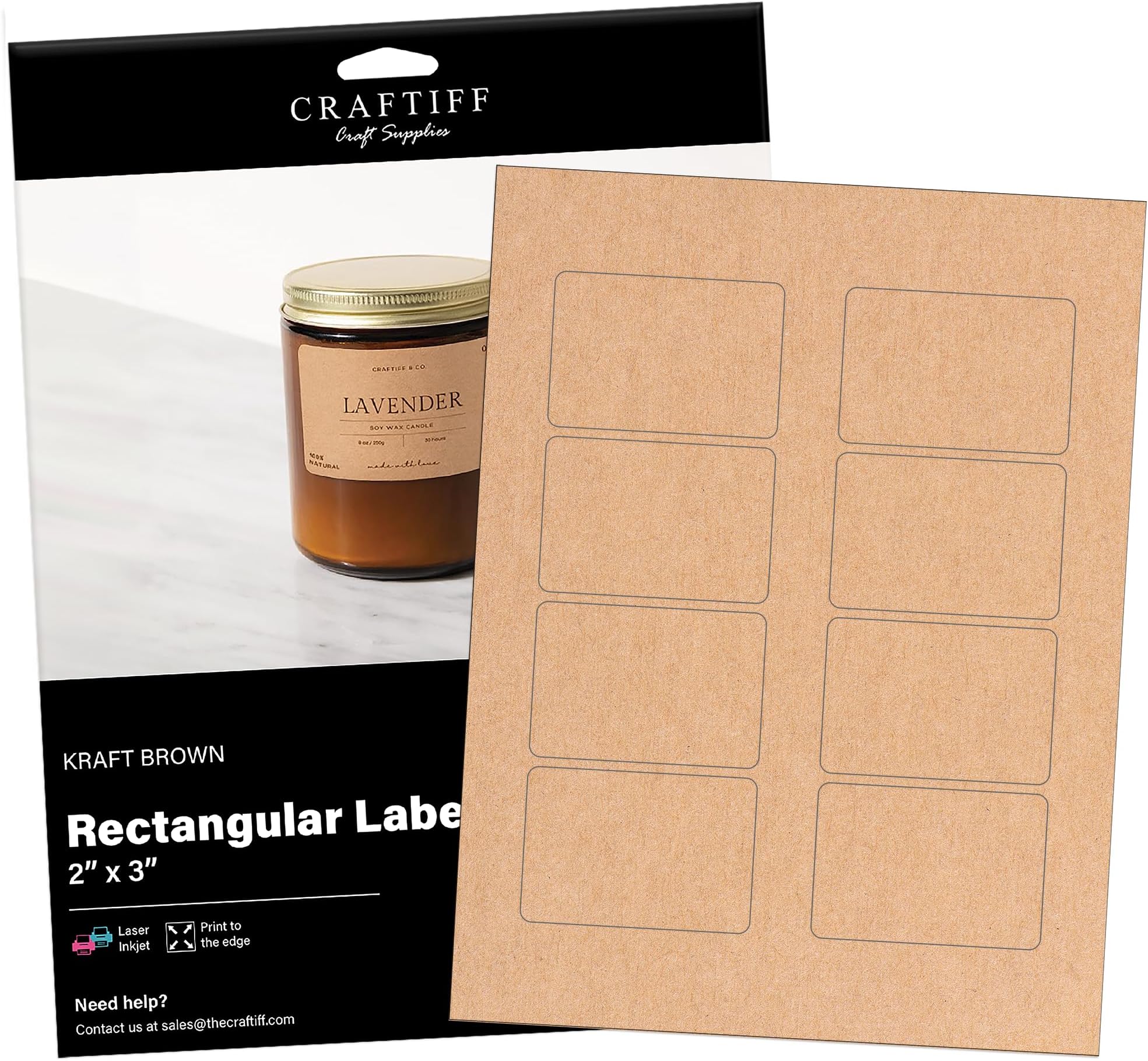 Amazon.com: 2x3 inch Rectangle Stickers Kraft Labels Printable Paper ...