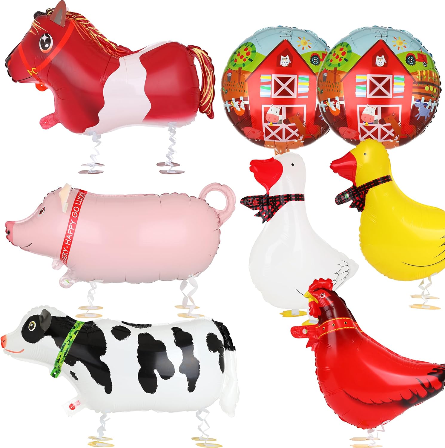 Amazon.com: Farm Animal Balloons - Cow, Pig, Duck, Rooster & Pony - 10 ...