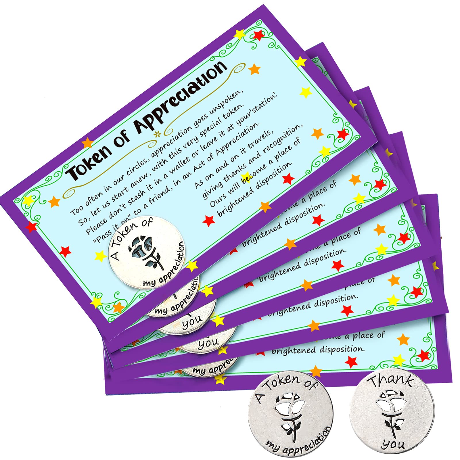 12 Sets Tokens of Appreciation and Cards Set Inspirational Quote Cards ...