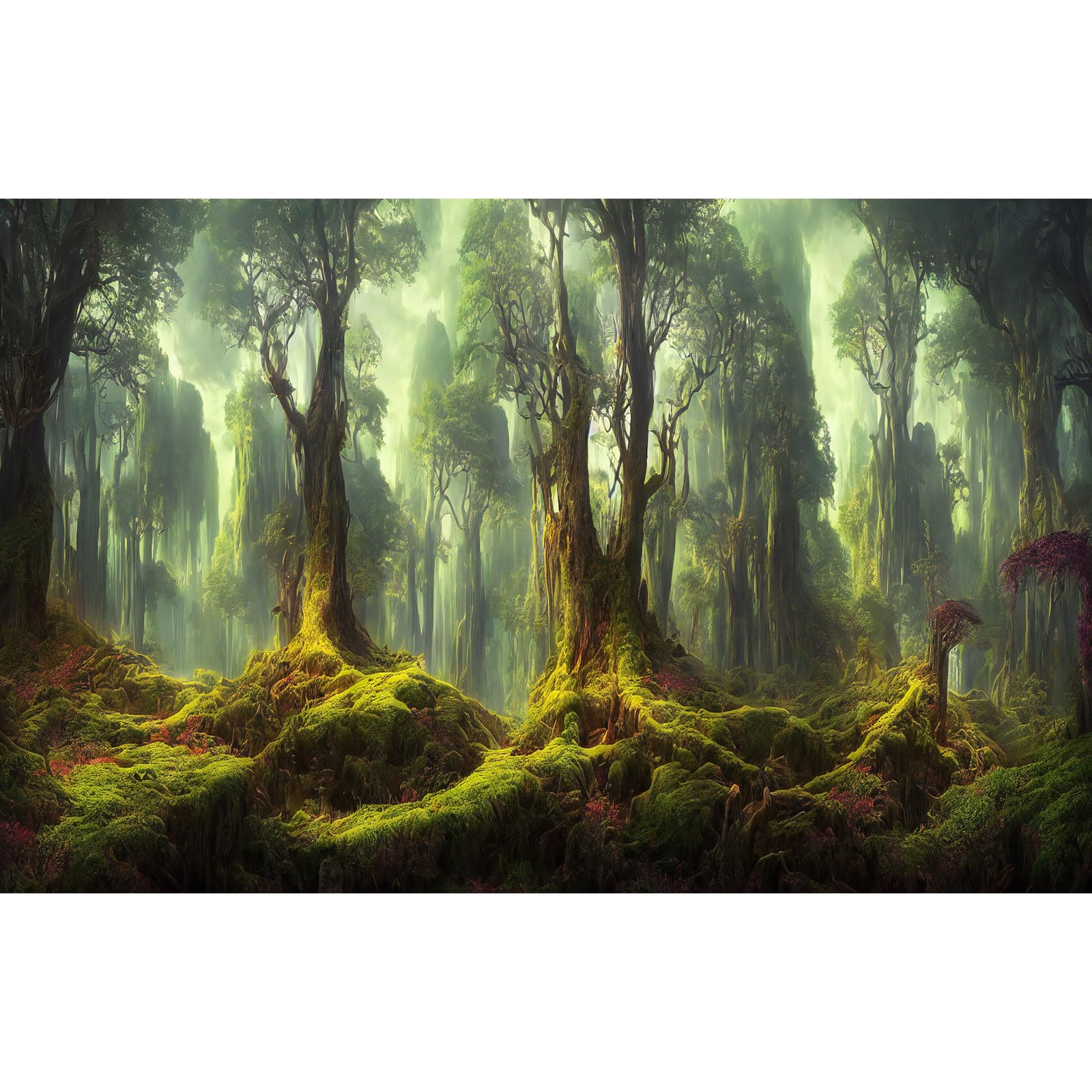 Amazon.com : Forest Aquarium Background Fantasy Foggy Rainforest with ...