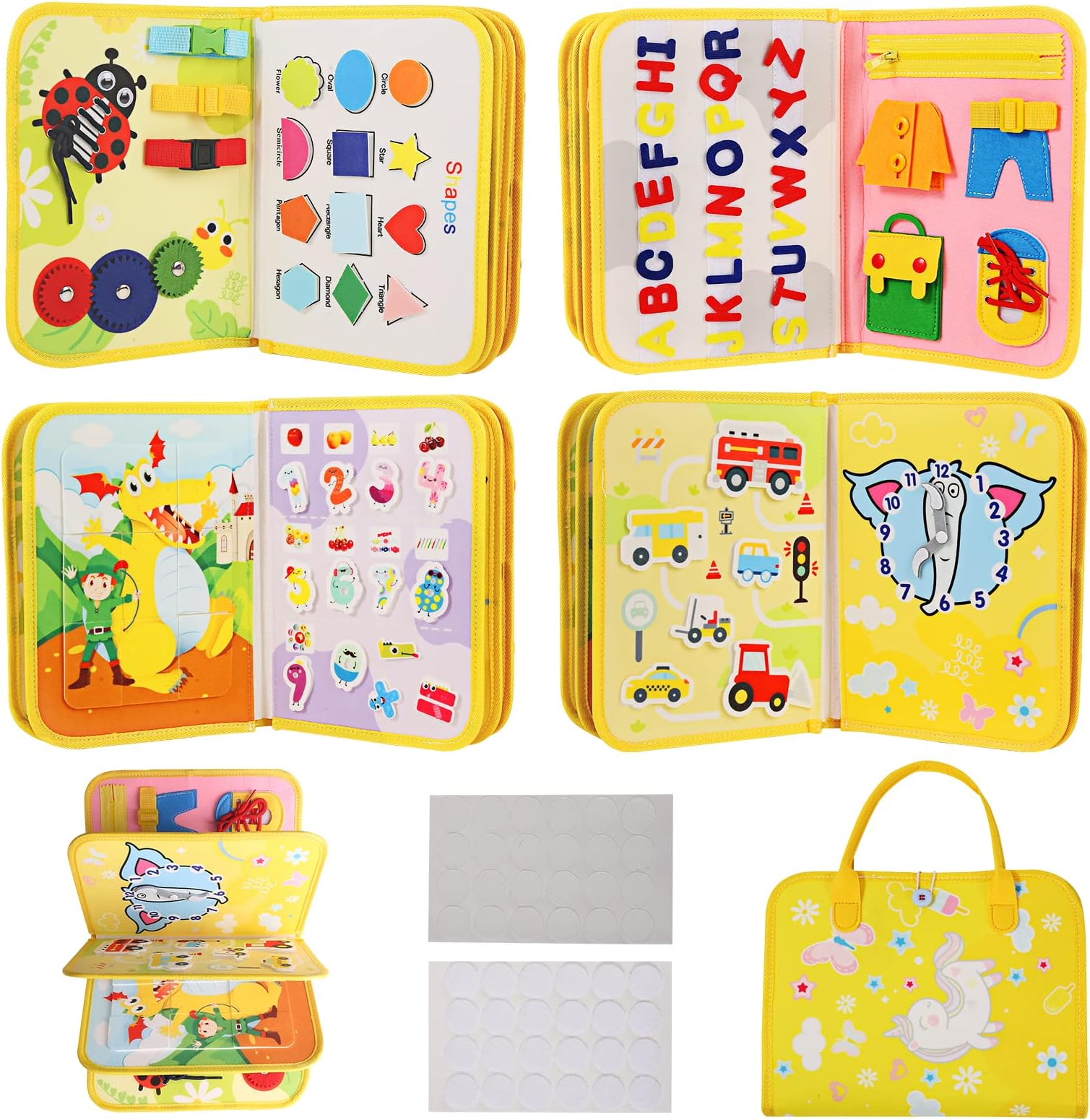 OFIKAL Busy Board Bag for Toddler with Zipper Removable 5 Page, Sensory ...