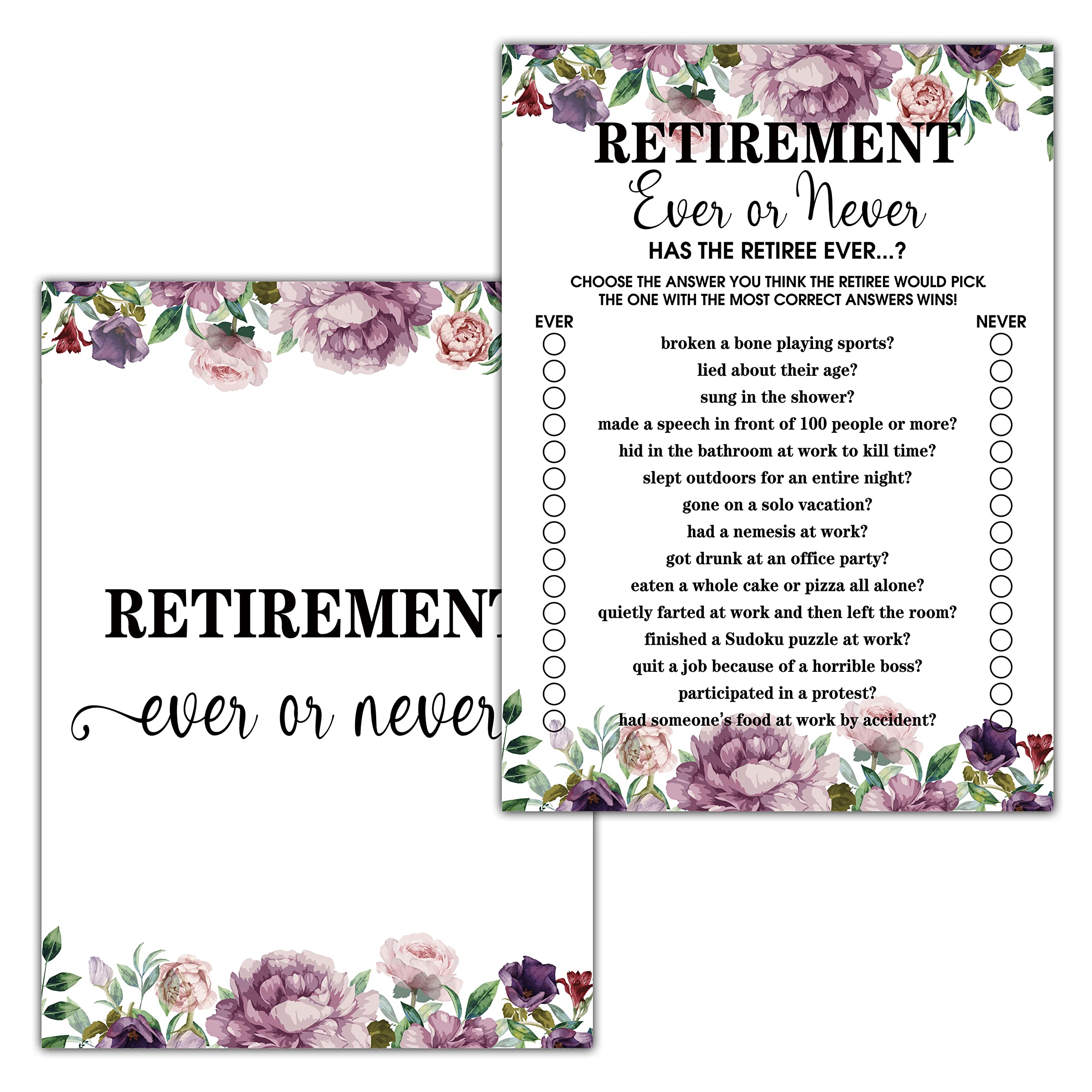 Retirement Party Games Ever Or Never Co Worker Retirement Party ...