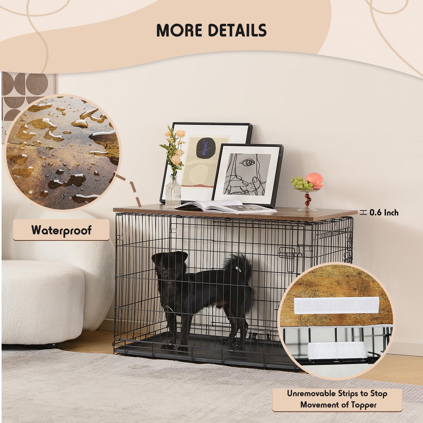 AMAN Dog Crate Furniture, 36 in Dog cage Furniture with Wood Topper for ...