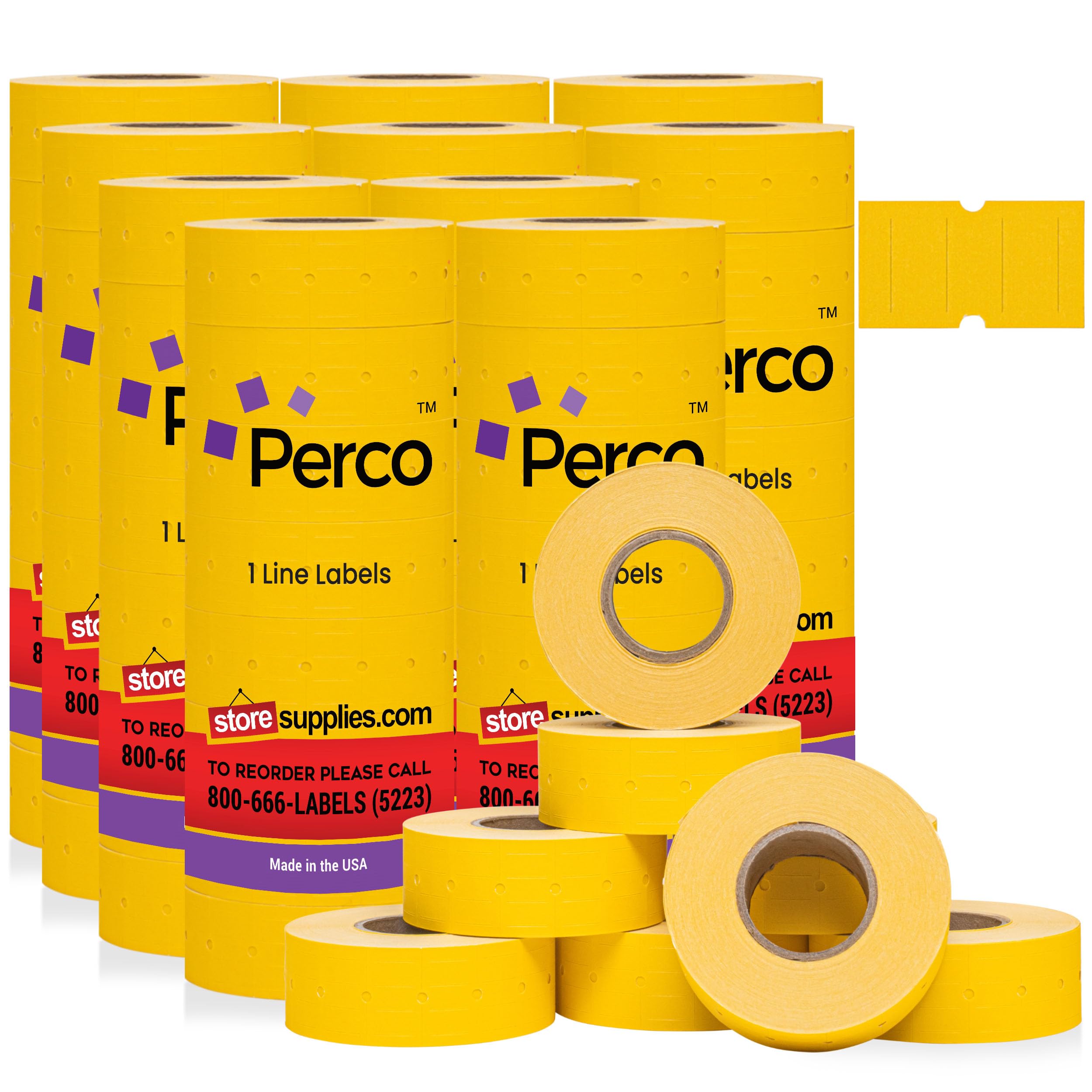Amazon.com : Perco 1 Line Yellow Labels - 10 Sleeve, 80,000 Blank ...